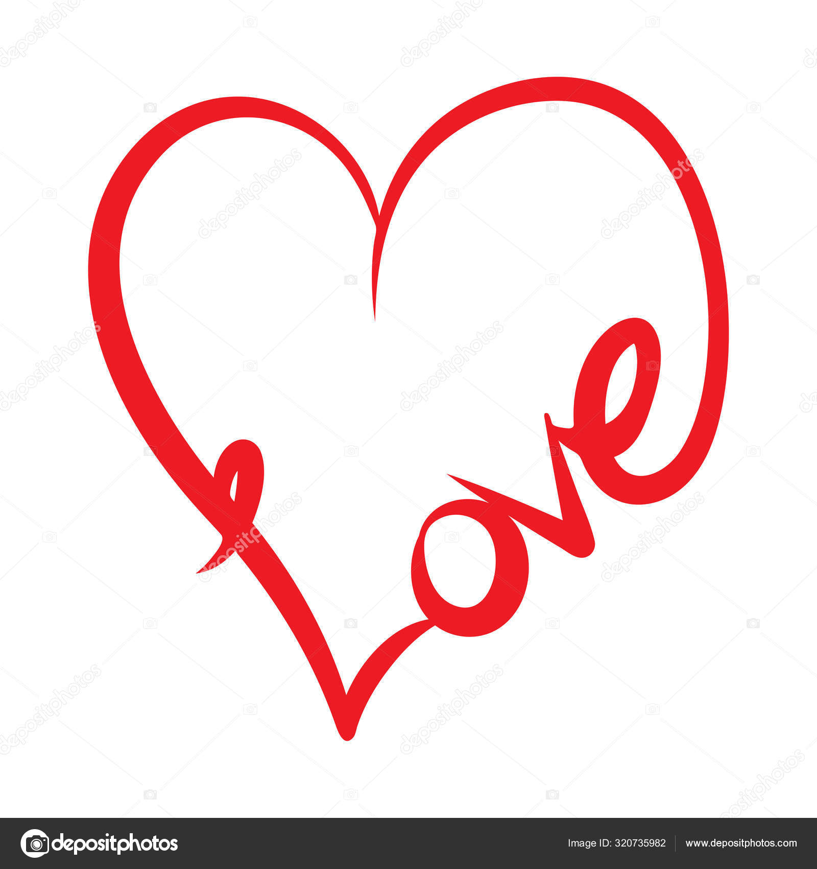 Word Love In Cursive With Heart