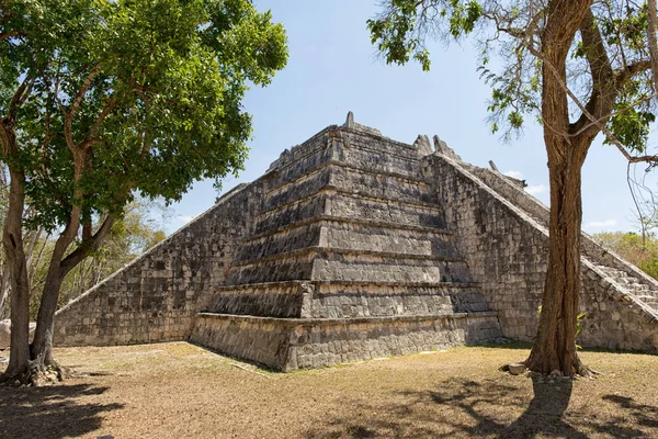 Ancient Mayan pyramid with steps. The old ruined city of the Maya ...