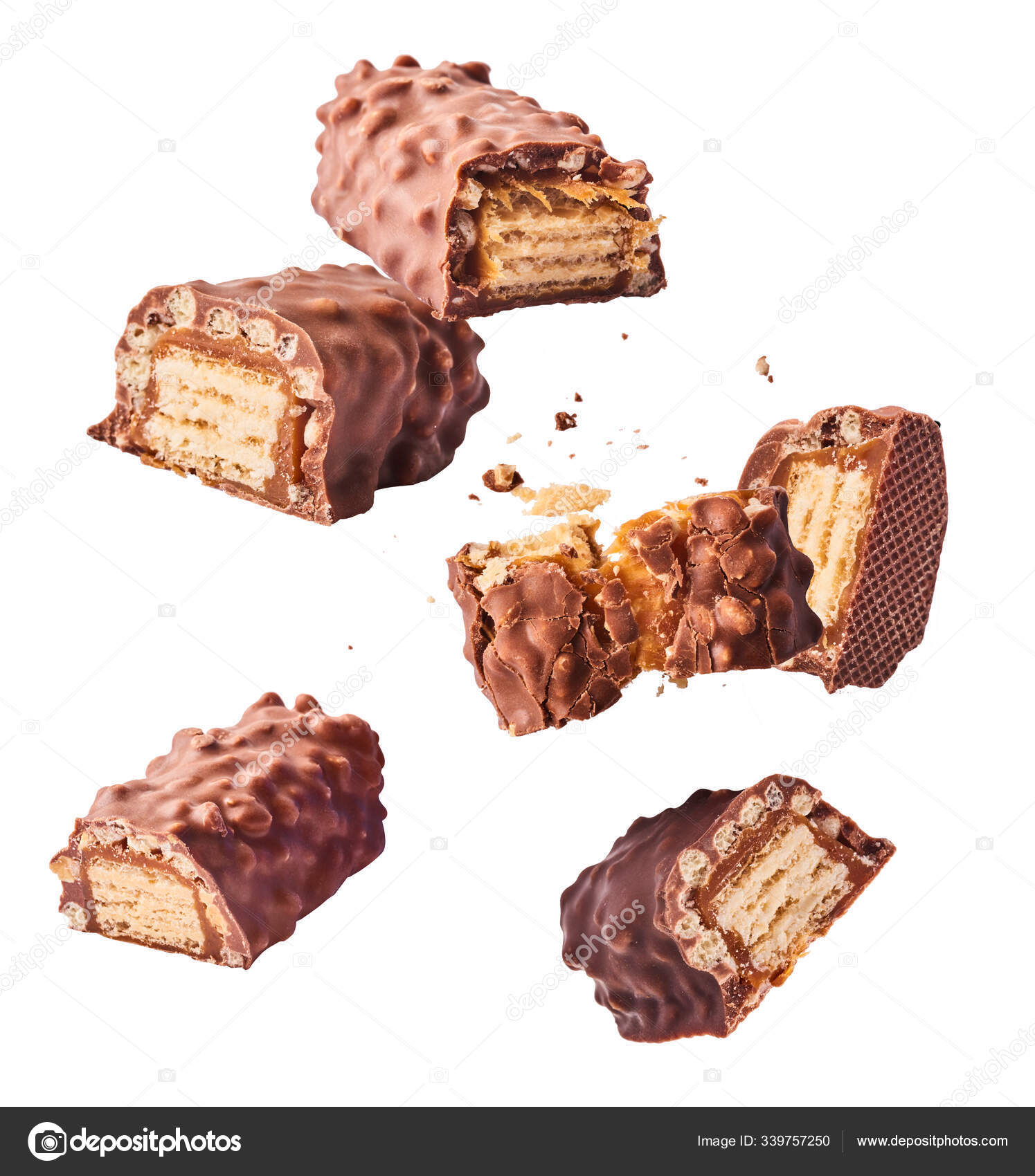 Delicious Chocolate flying in the air. High resolution levitatio ...