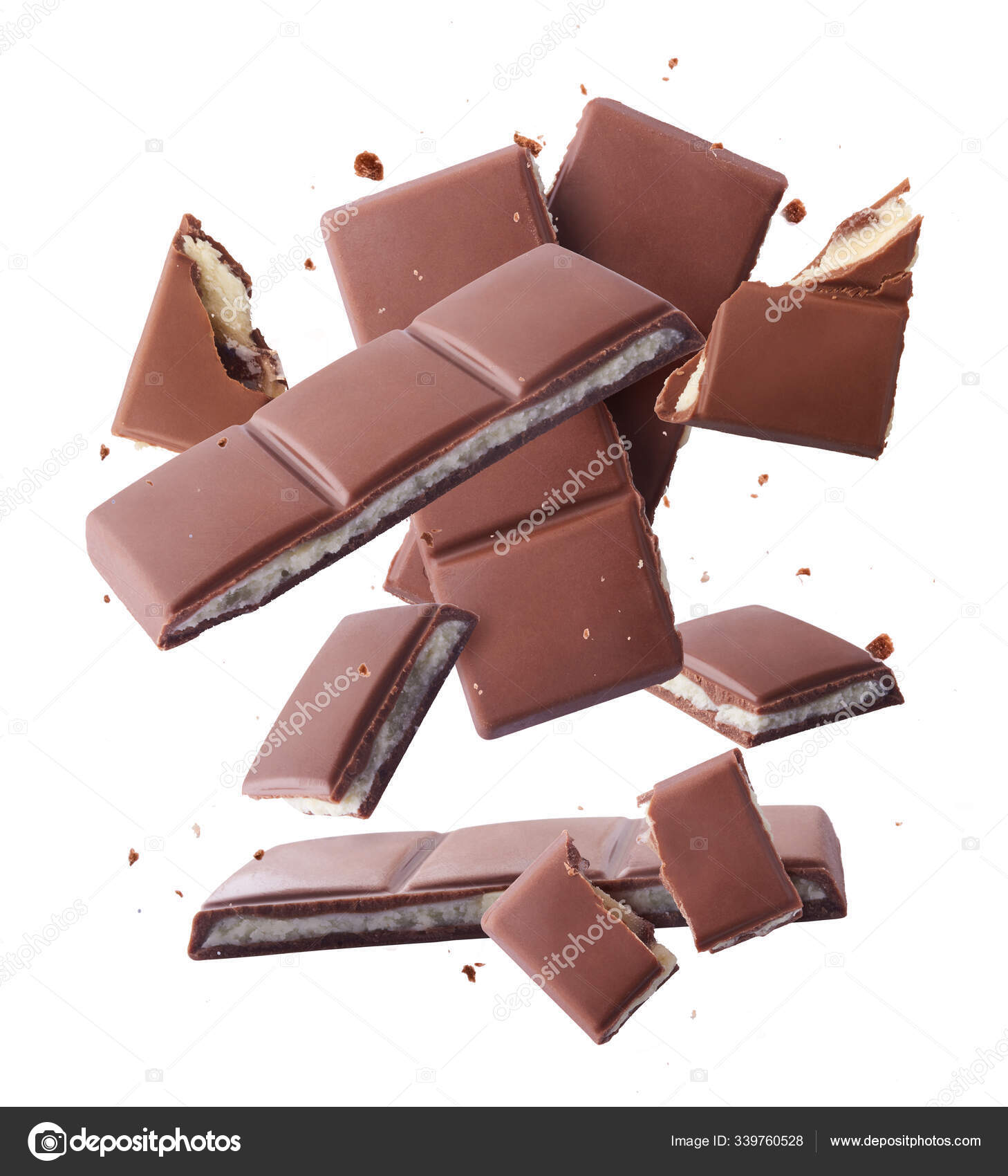 Delicious Chocolate flying in the air. High resolution levitatio ...