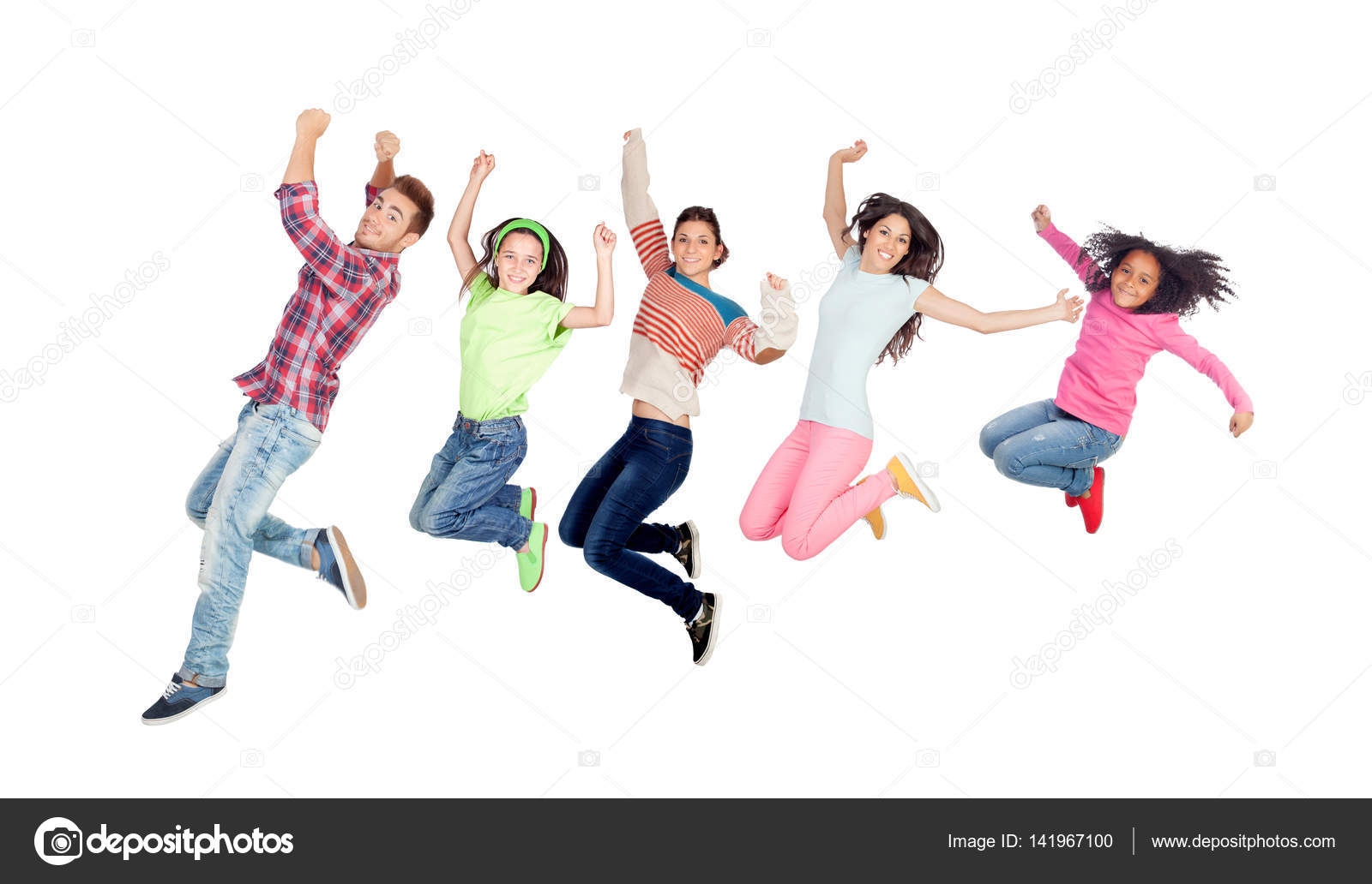 Group of people jumping Stock Photo by ©Gelpi 141967100