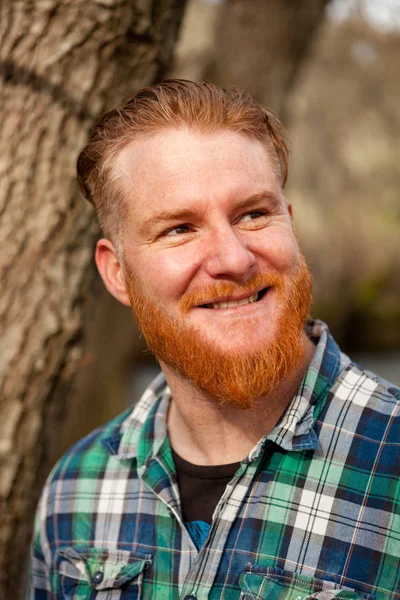 red bearded handsome man - Stock Image - Everypixel