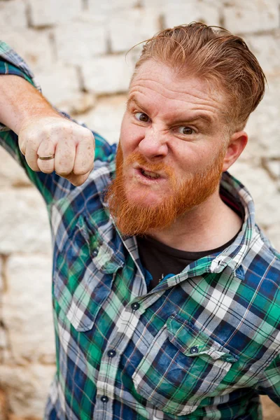 emotional red bearded man - Stock Image - Everypixel