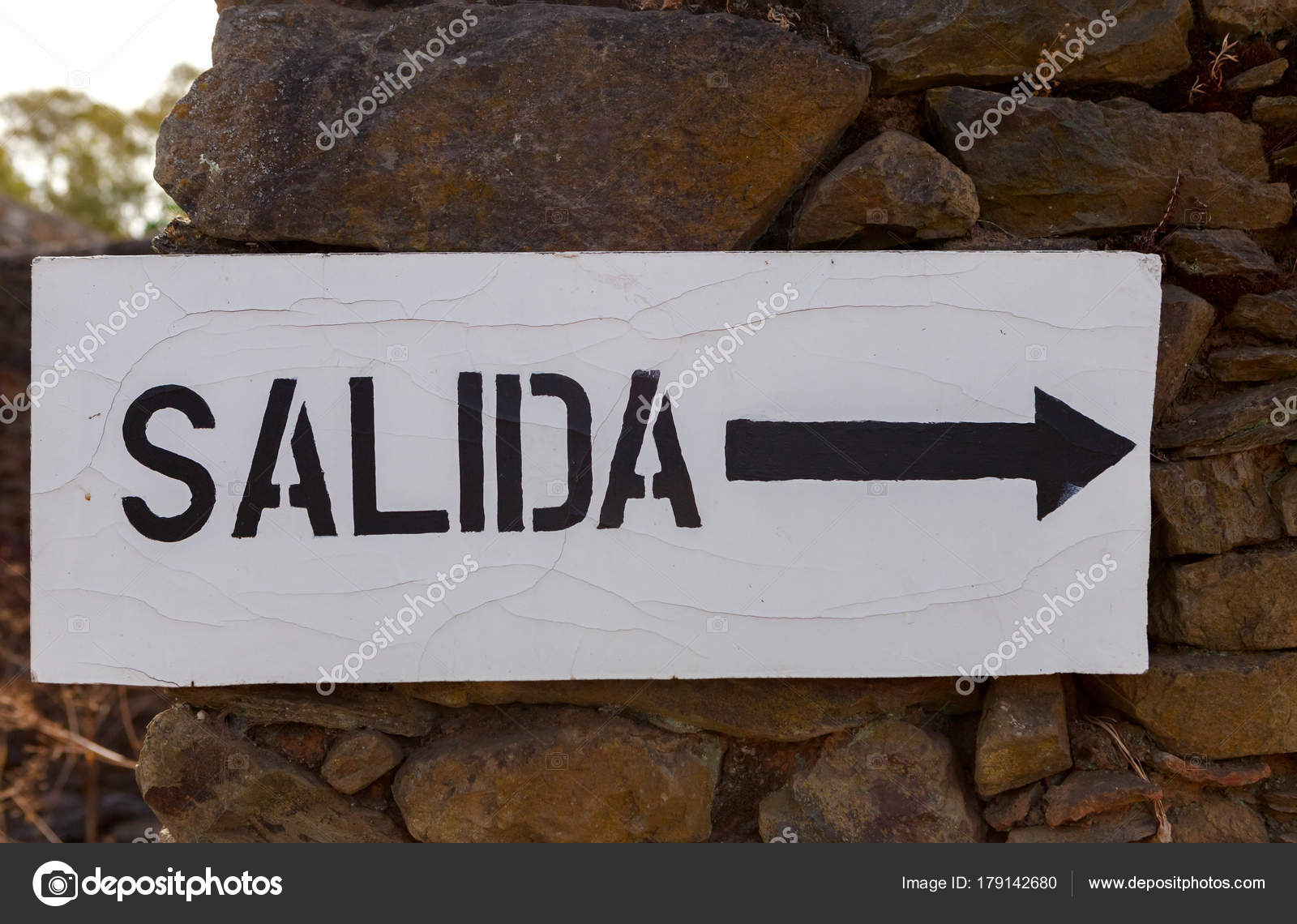 Poster Word Exit Spanish Arrow Indicating Direction Stock Photo by ...