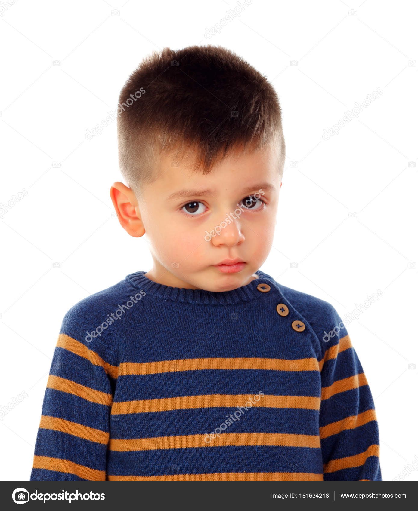 Sad Little Boy Isolated White Background Stock Photo by ©Gelpi 181634218