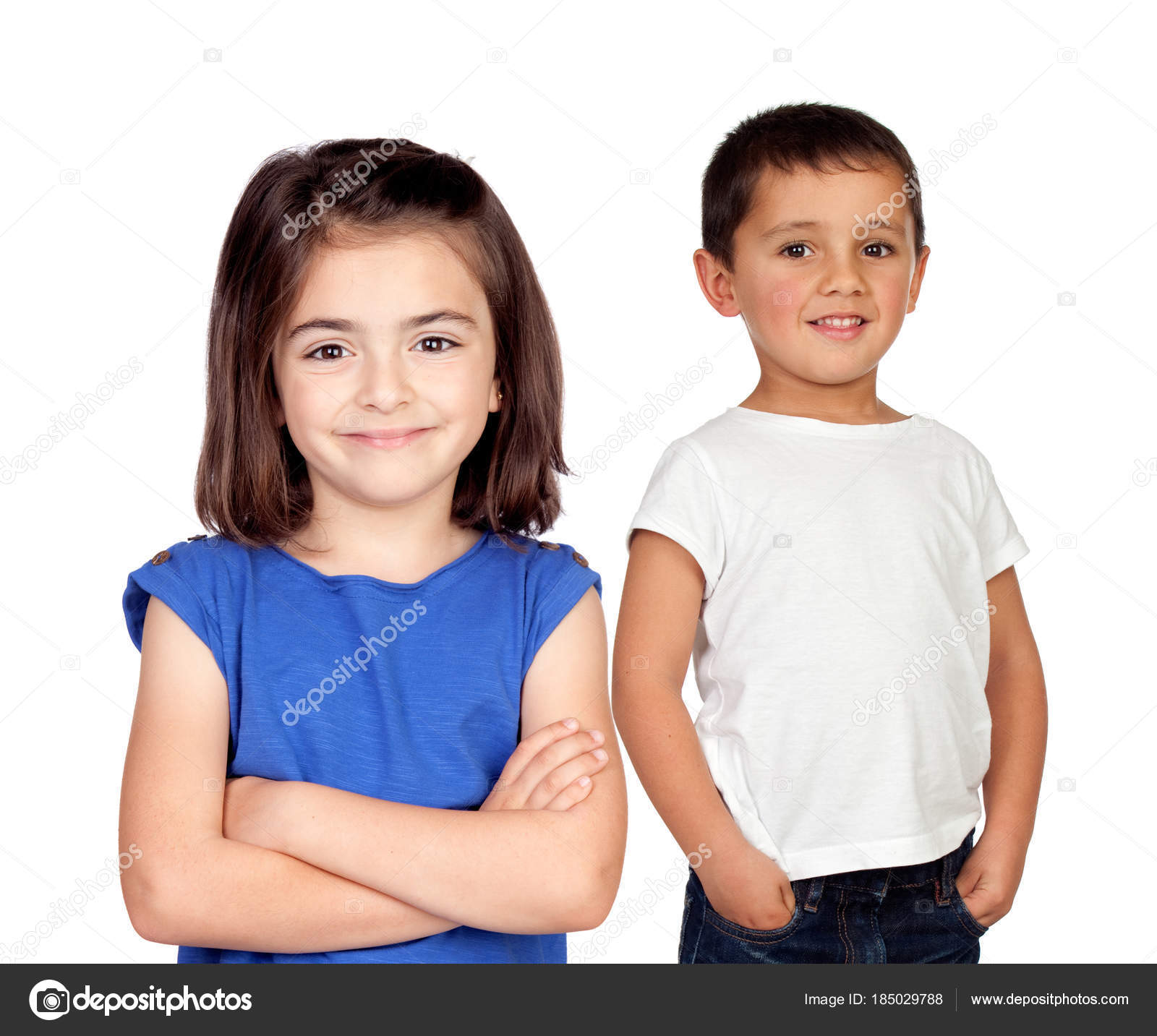Two Happy Children Isolated White Background Stock Photo by ©Gelpi ...
