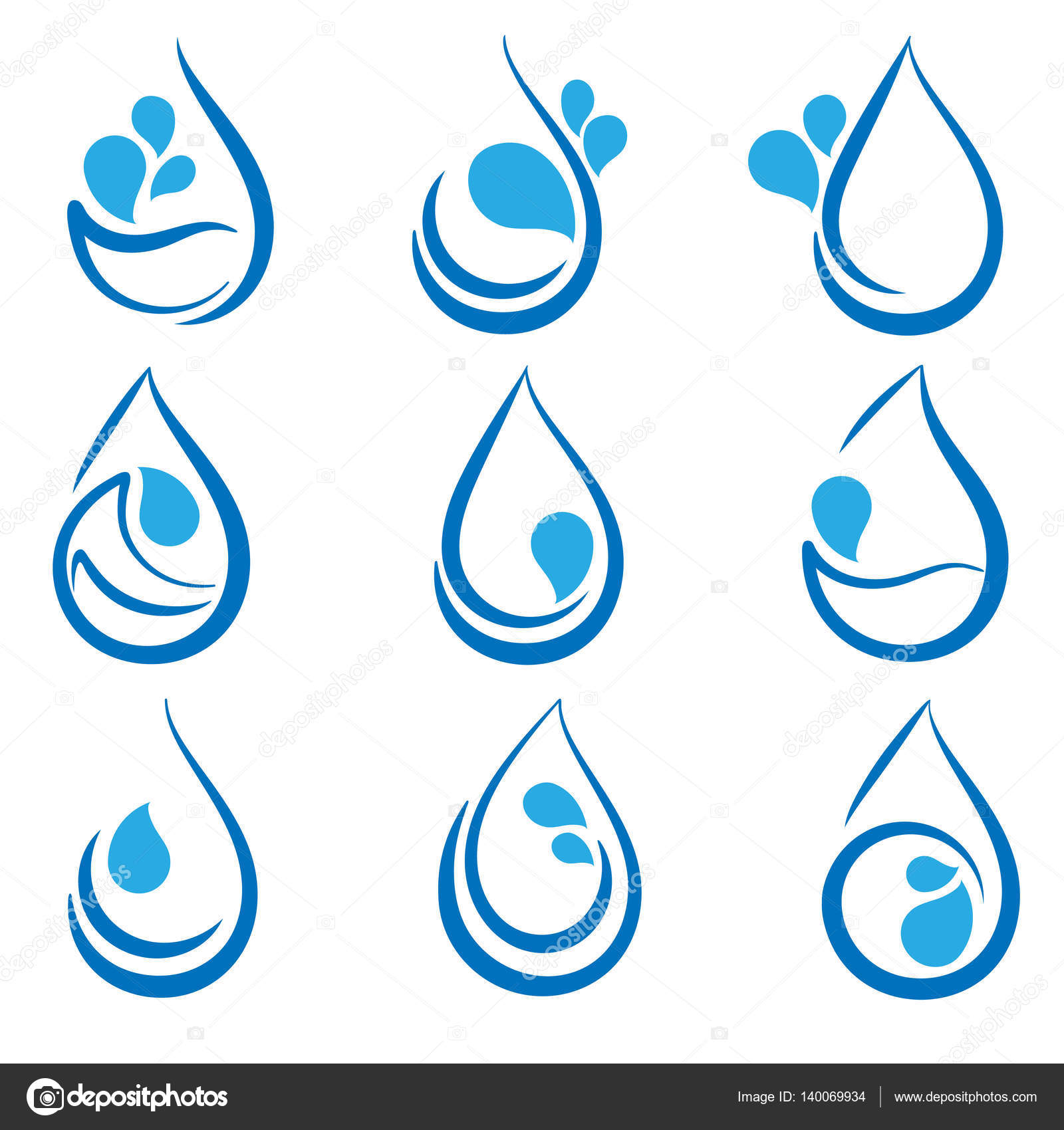 Set of water design elements, emblems, signs logo and icons — Stock ...