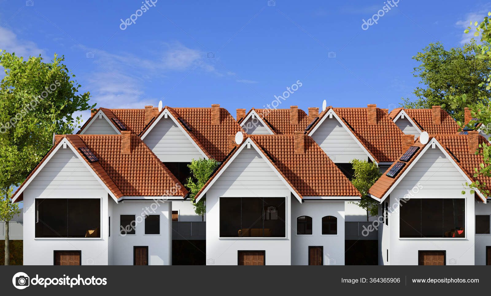 Close Front View Multiple Town Houses ⬇ Stock Photo, Image by ...