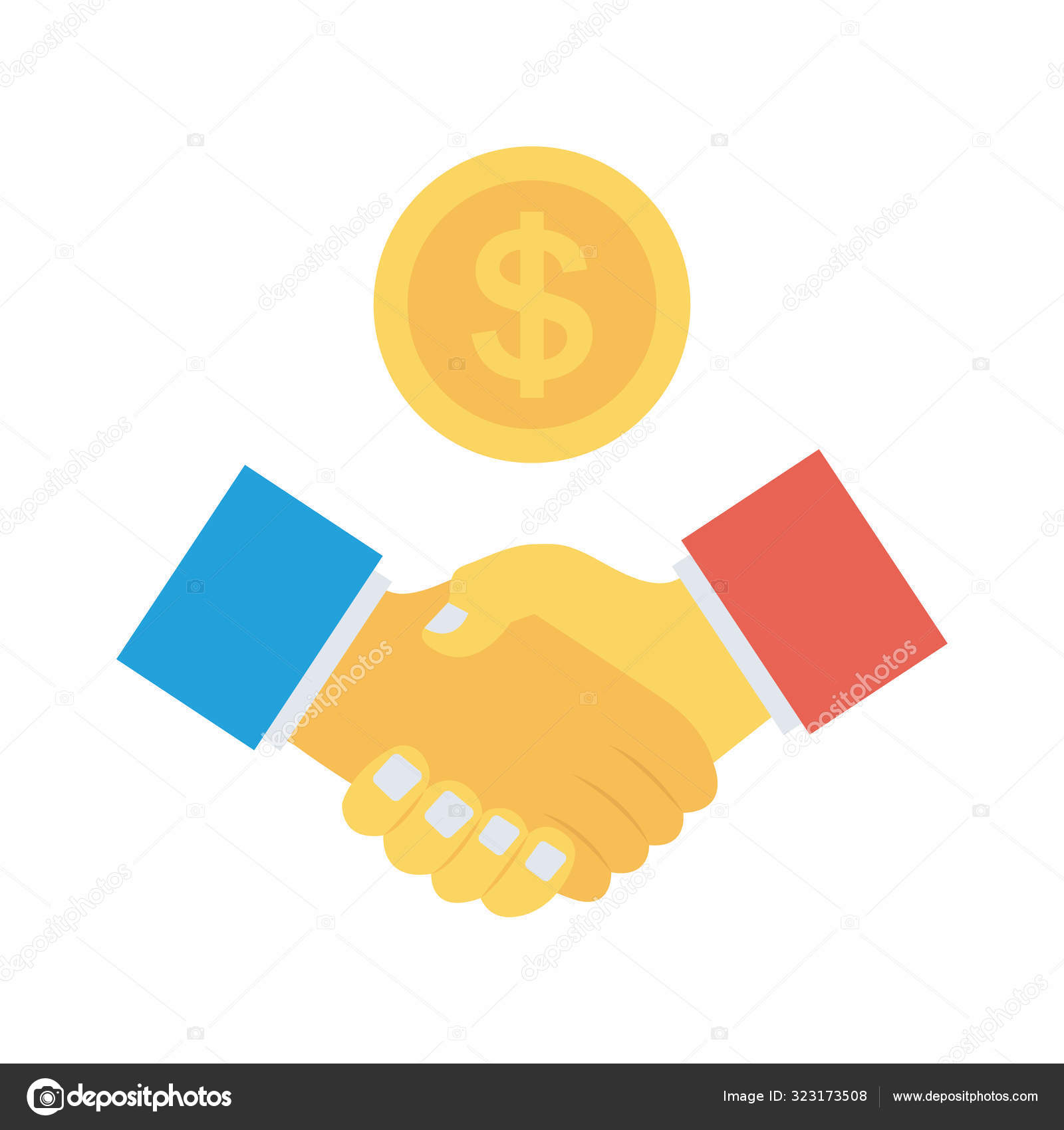 Vector Illustration Teamwork Flat Icon Handshake Stock Vector Image by ...