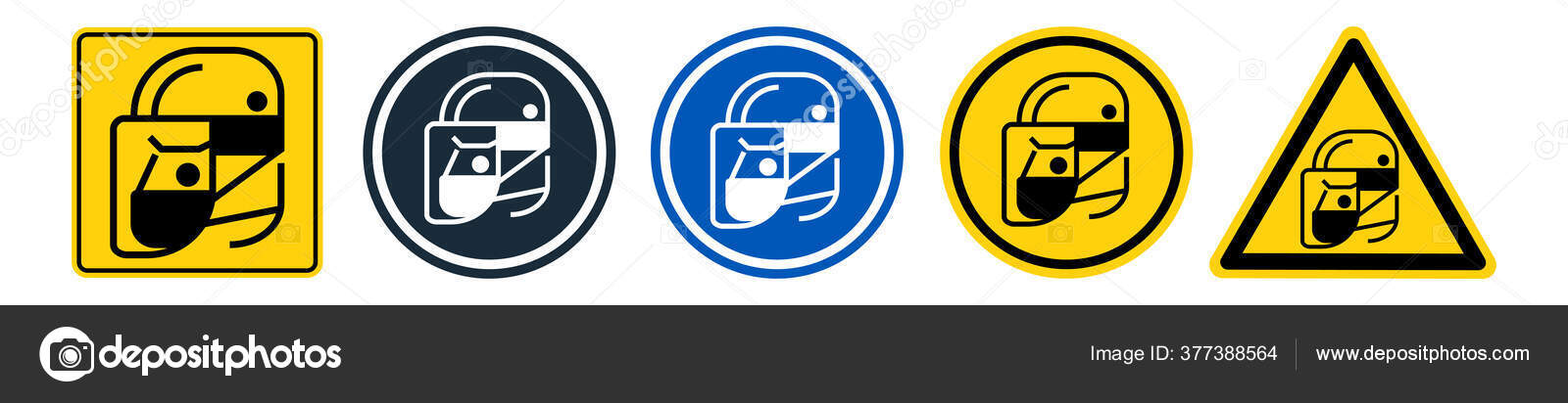 Simple Wear Protective Face Shield Icons Your Design — Stock Vector ...