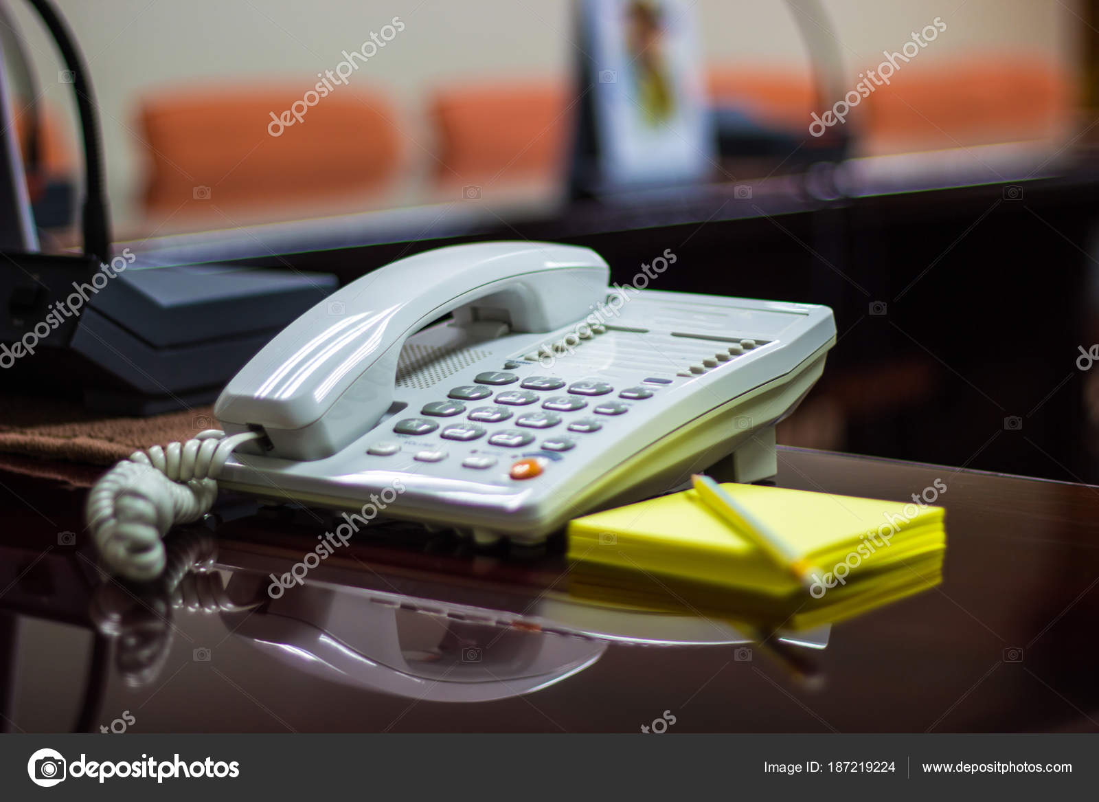White Telephone Desk Paper Note Meeting Room Concept Office Life Stock ...