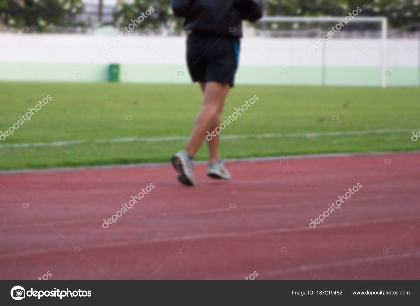 Blurred Red Running Track Stadium Background Athletes Practicing ...