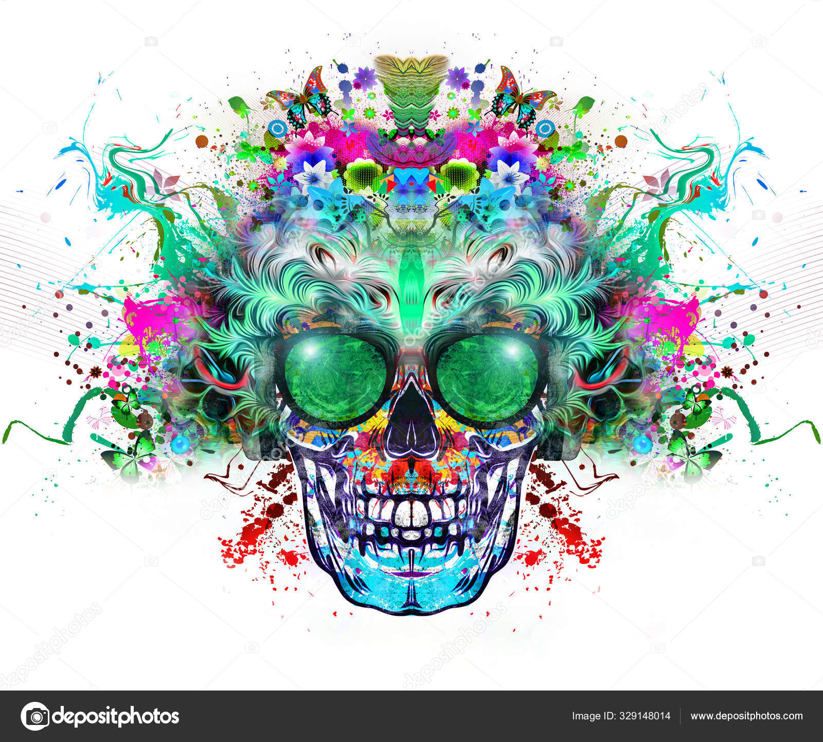 Colored Skull Isolated White Background — Stock Photo © valik4053022 ...
