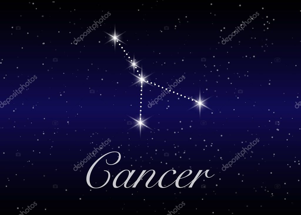 Cáncer constelaciones del zodíaco signo en el hermoso cielo estrellado ...