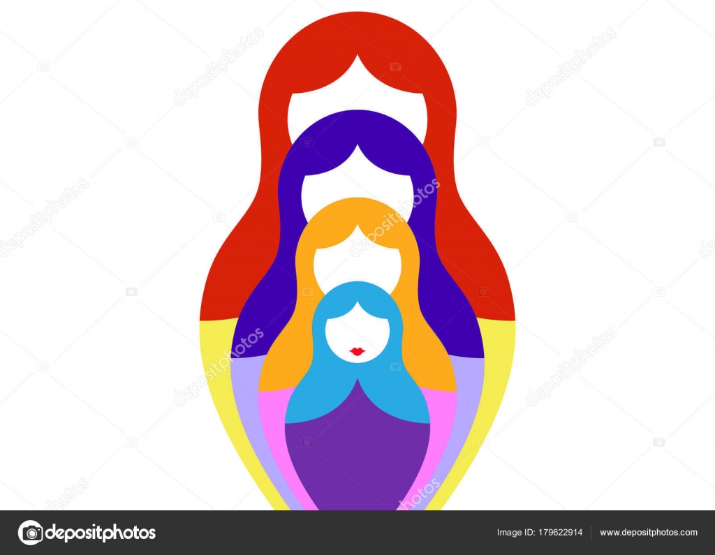 Russian nesting dolls matrioshka, set icon colorful symbol of Russia ...