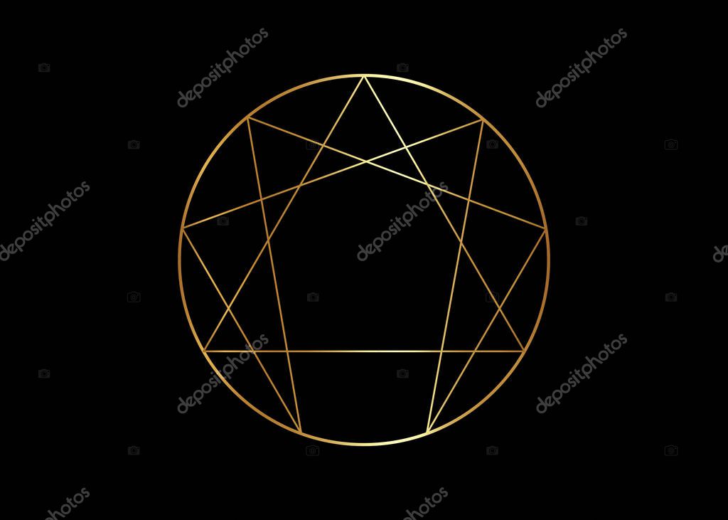Icono de Enneagrama de Oro, geometr a sagrada, ilustraci n vectorial dorada aislada sobre fondo ...