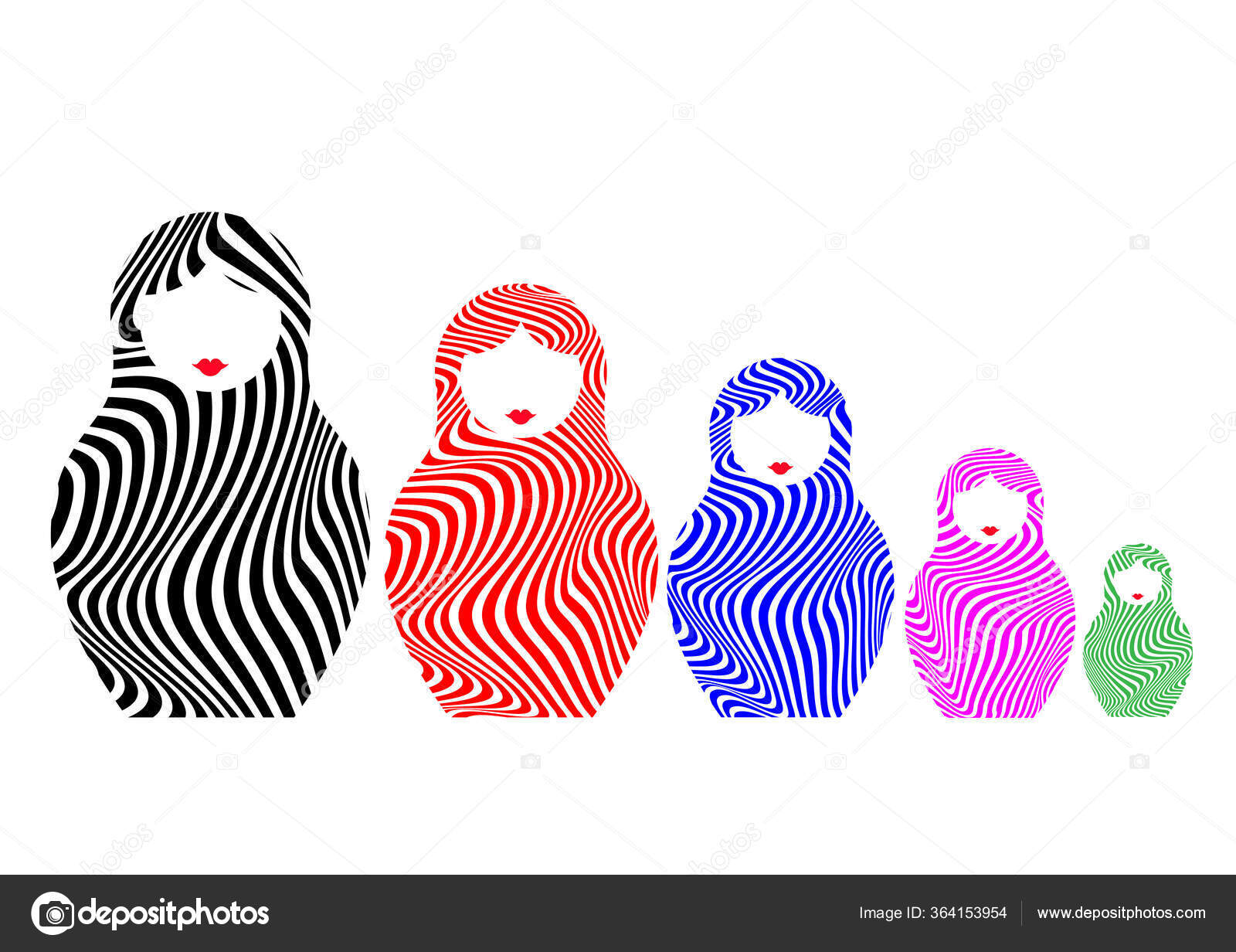 Russian Nesting Dolls Matrioshka Set Icon Colorful Symbol Russia Wavy ...