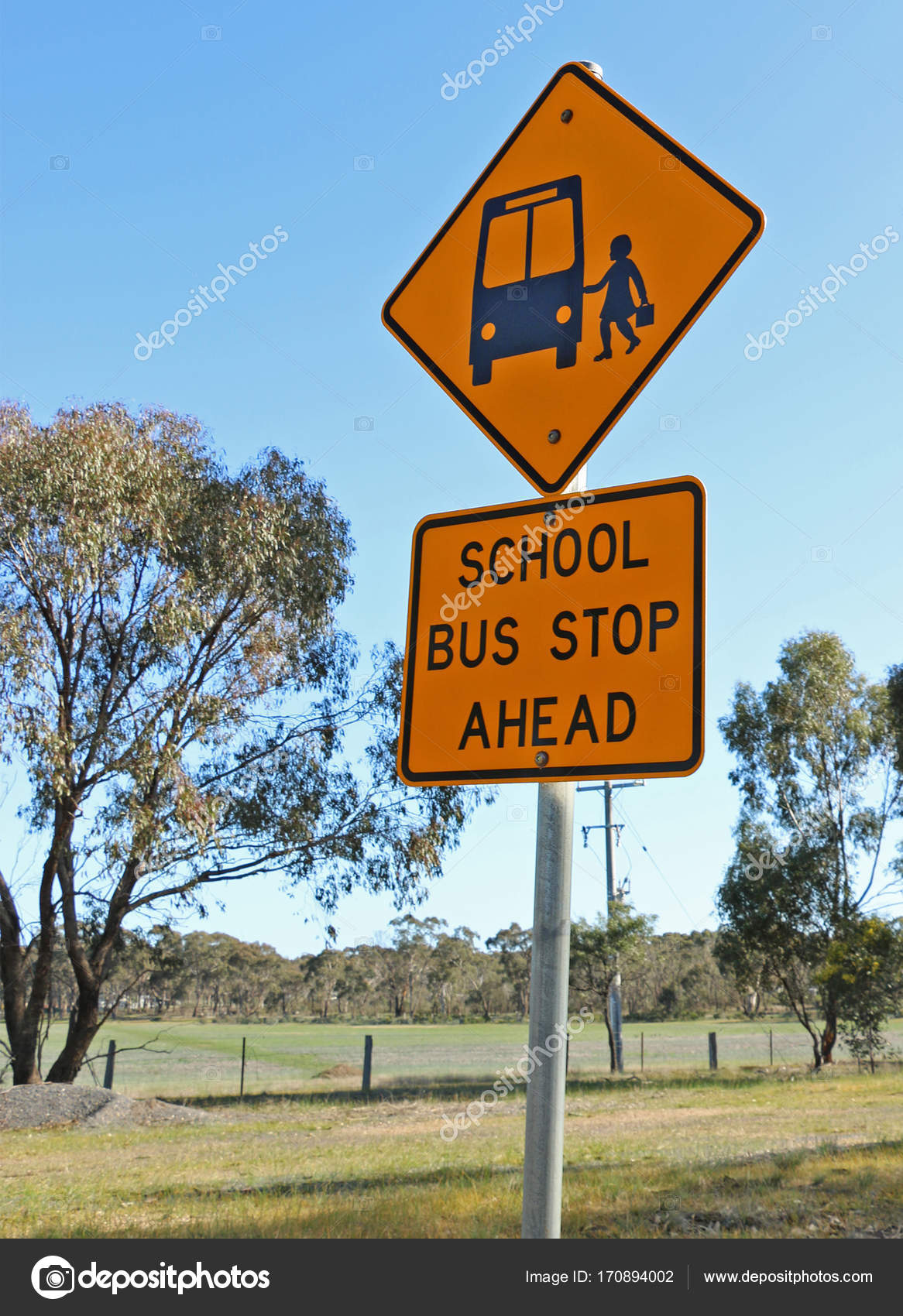 School Bus Stop Ahead Sign