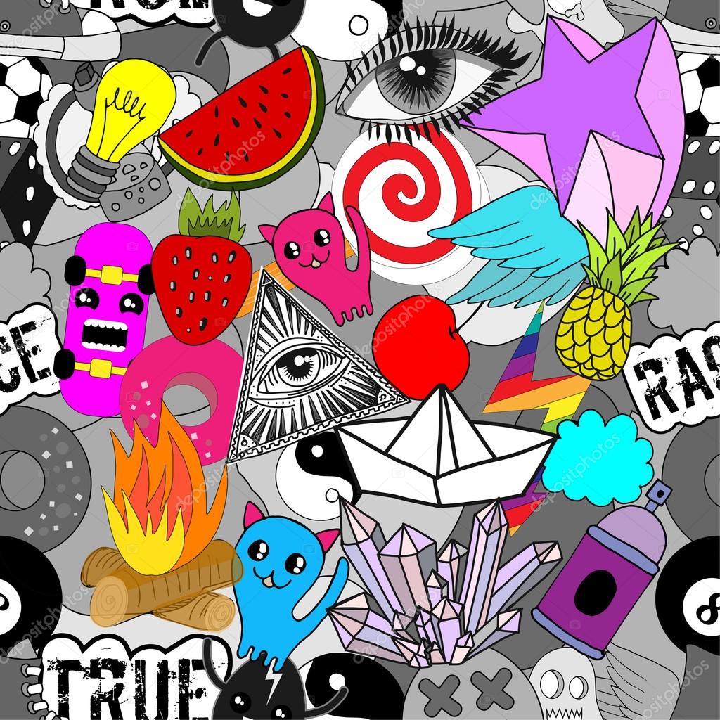 Sticker bombing pattern Stock Illustration by ©shekaka #125177484