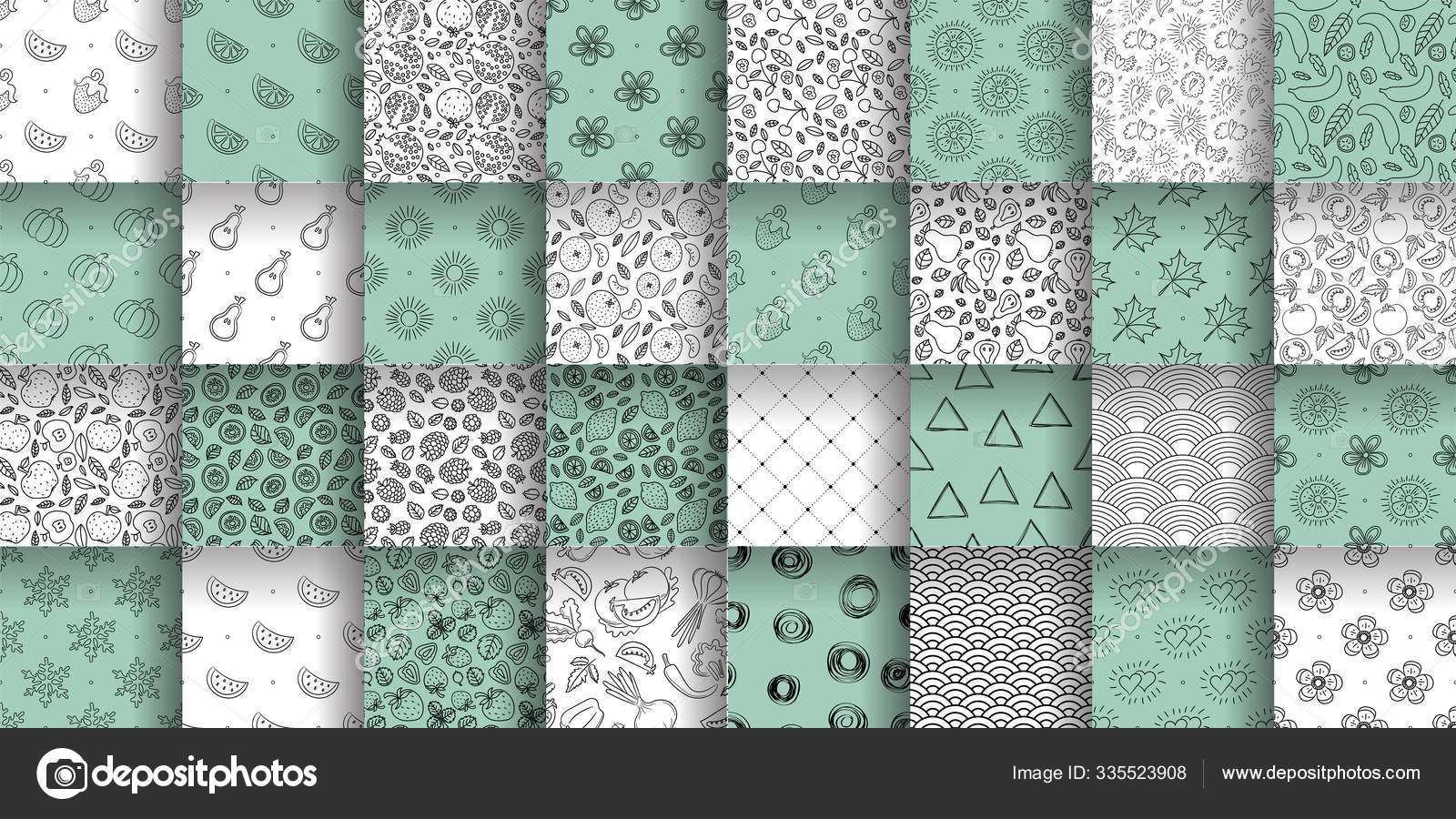 Seamless pattern collection. Color vector background set. Floral Stock ...