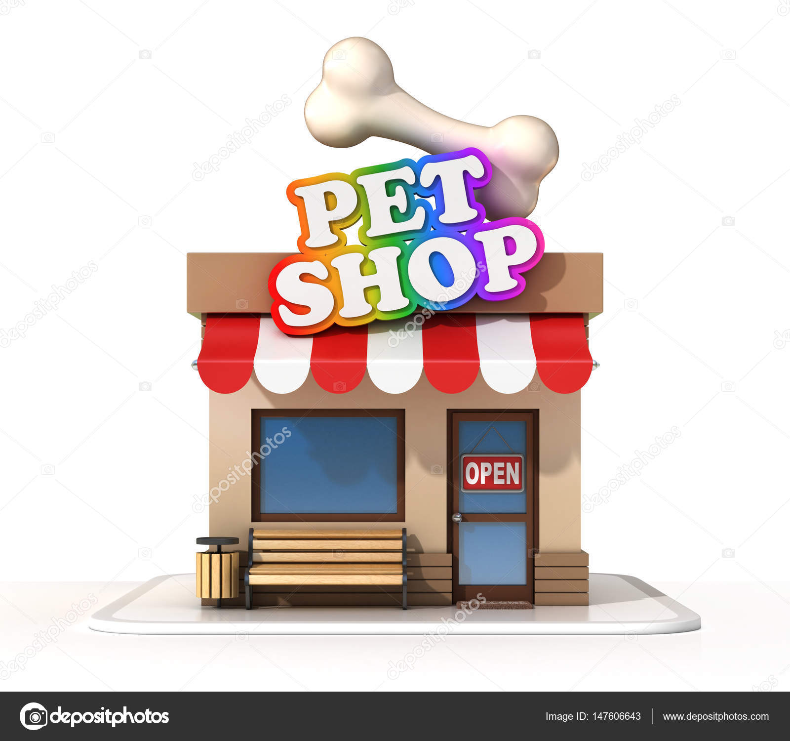 Pet shop 3d rendering Stock Illustration by ©koya979 #147606643