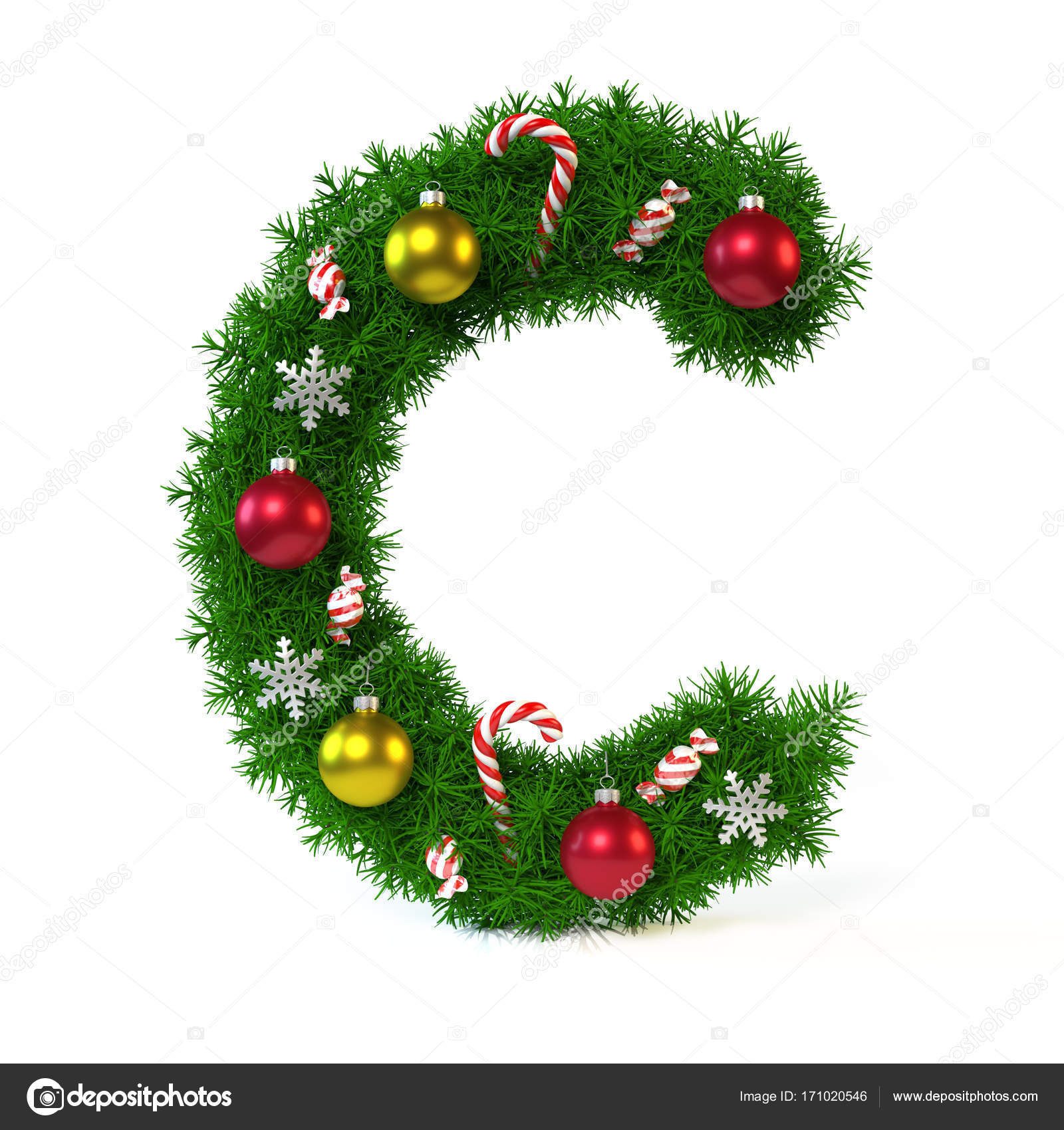 Christmas font isolated on white, letter C Stock Photo by ©koya979 ...