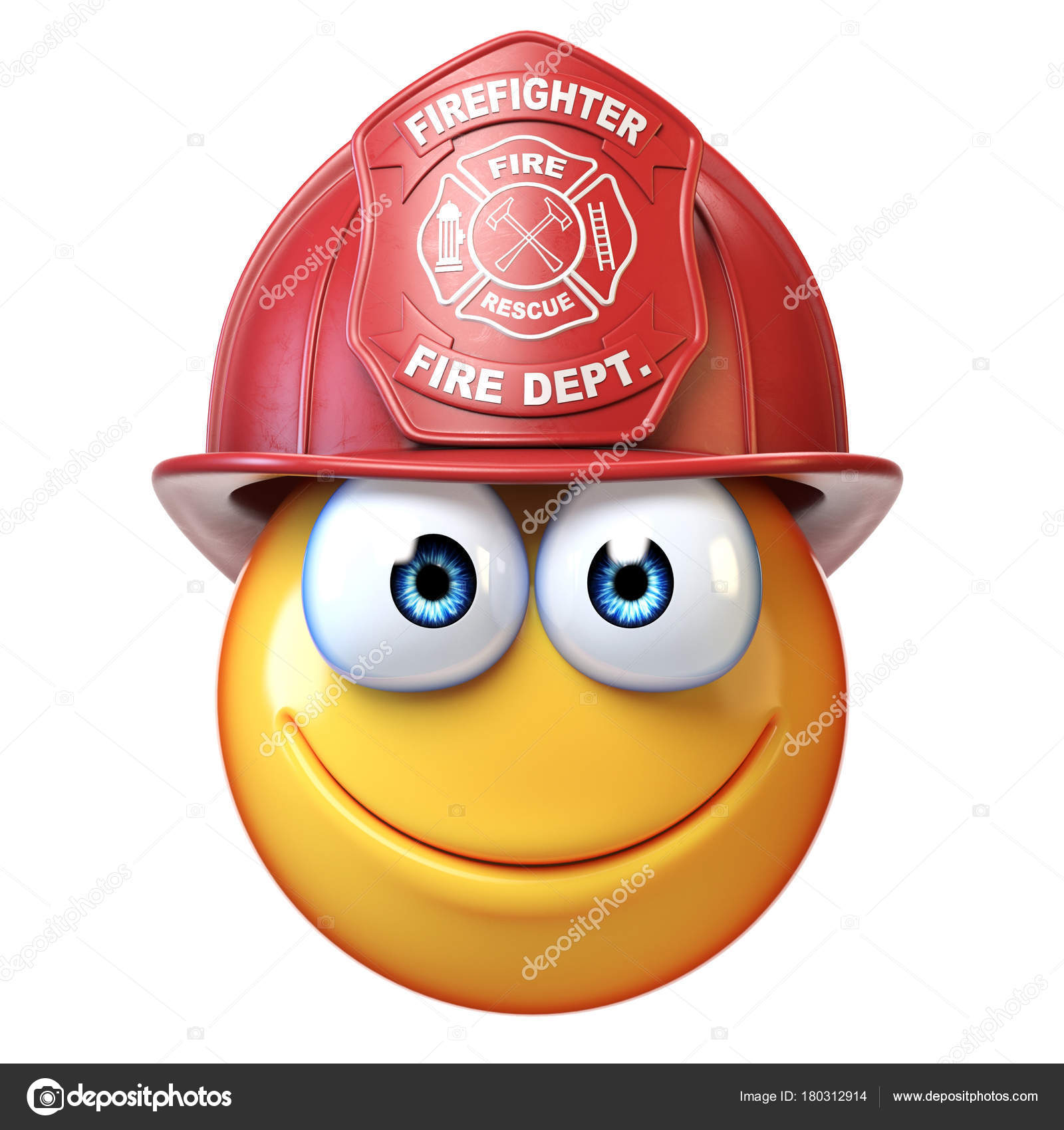 Fireman Emoji Isolated White Background Firefighter Emoticon Rendering ...