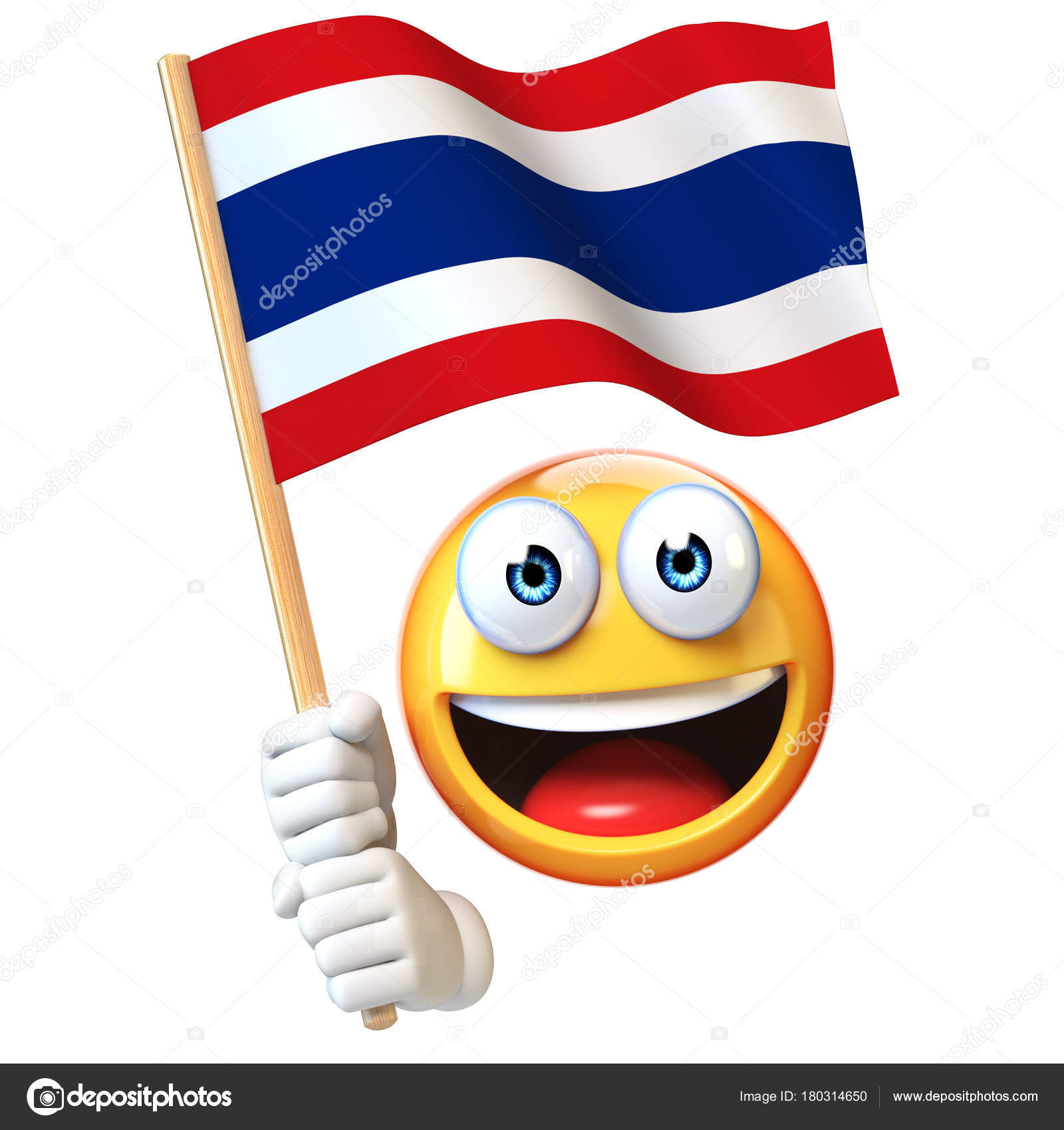 Tayland Bayrağı Render Tayland Ulusal Bayrak Sallayarak Ifade Tutan ...