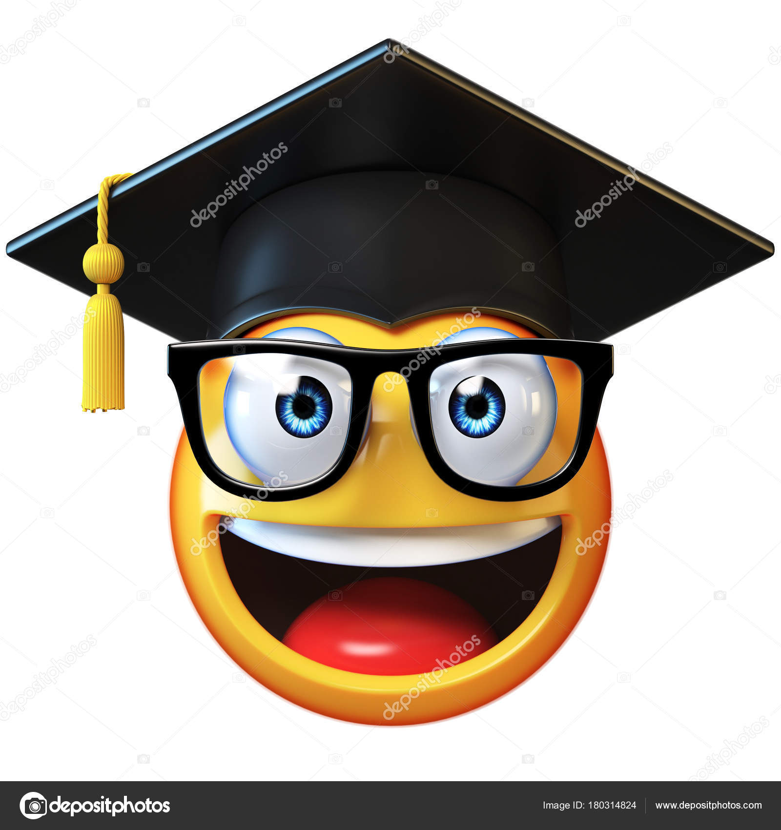 Emoji Graduate Student Isolated White Background Emoticon Wearing ...
