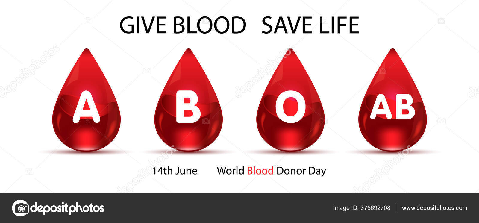 Red Blood Group Droplets Glass Style Slogan Day World Blood Stock ...