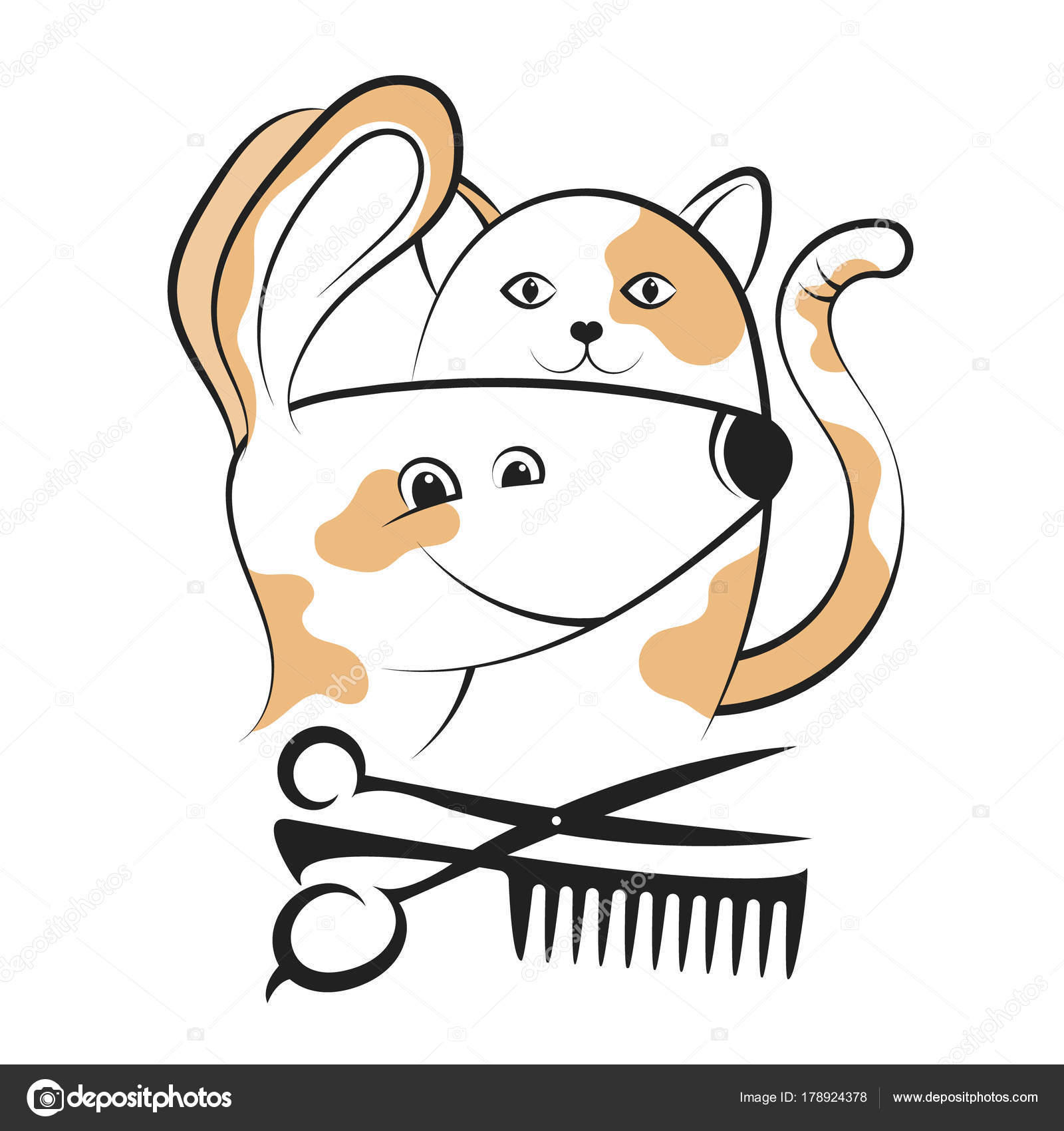 Het Verzorgen Van Honden En Katten Silhouetten Vectorafbeelding Door