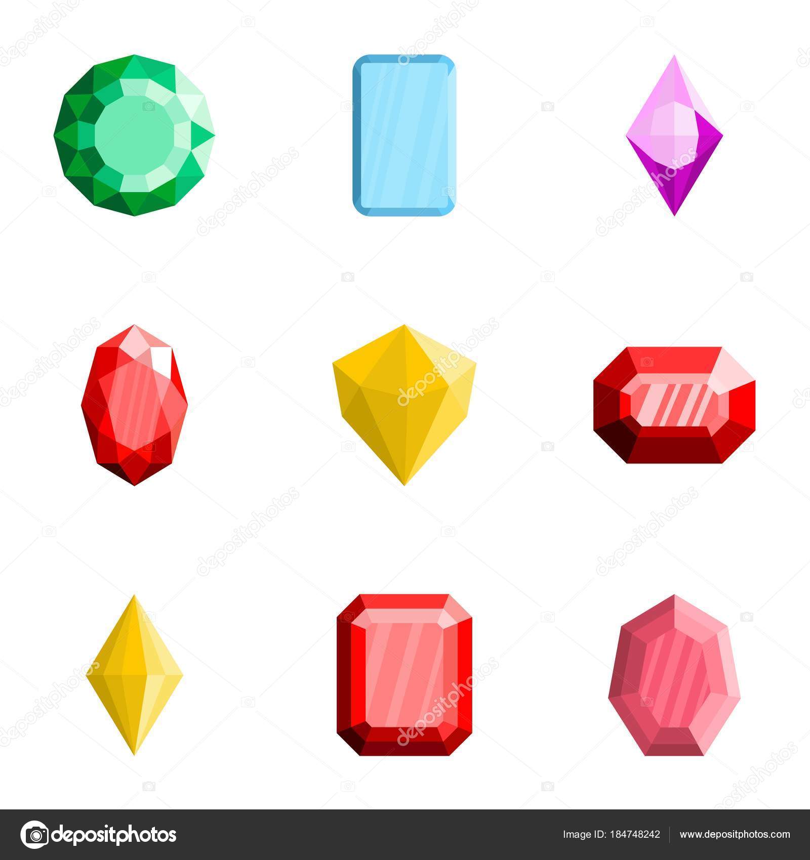 Gem icons set, flat style Stock Vector by ©anatolir 184748242