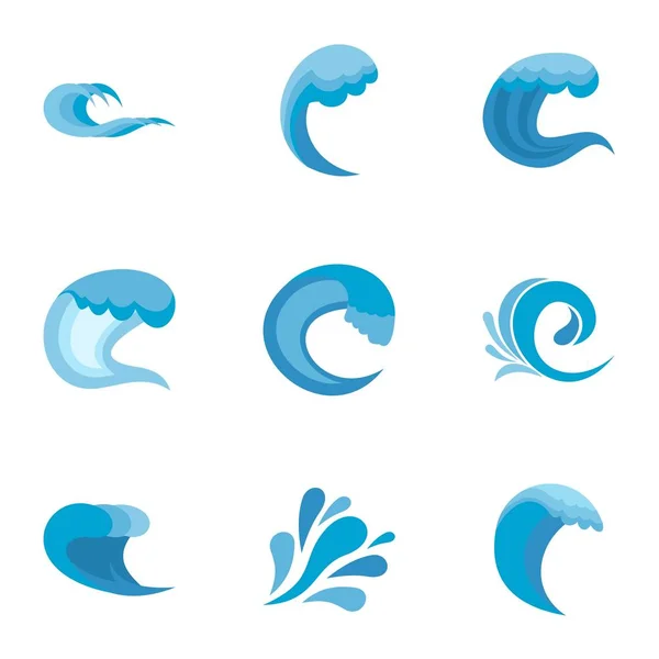 Wave icons set, flat style Stock Vector Image by ©anatolir #188853626
