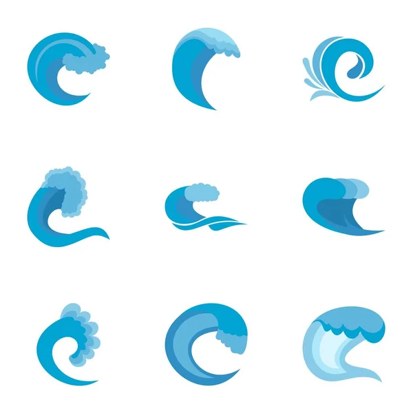 Wave icons set, flat style Stock Vector Image by ©anatolir #188853626