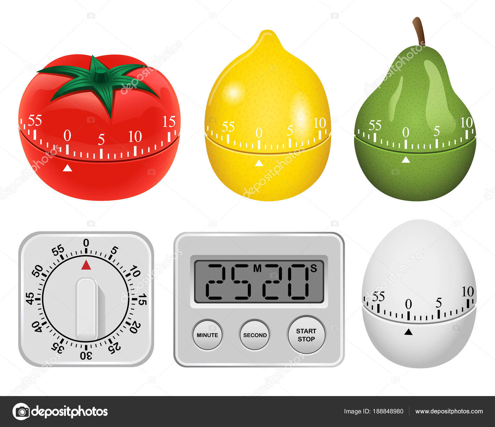 Kitchen timer mockup set, realistic style Stock Vector Image by ...