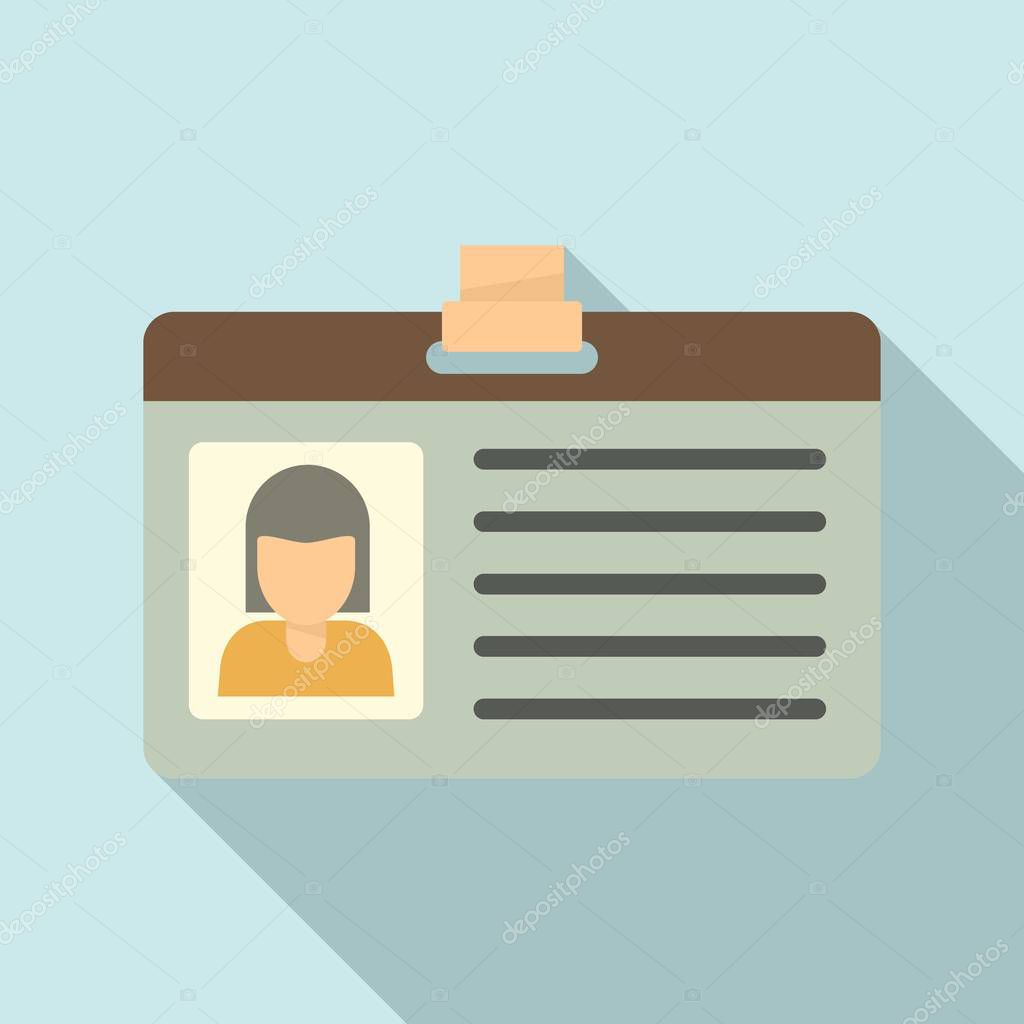 Icono de tarjeta de identificación de oficina, estilo plano 2024