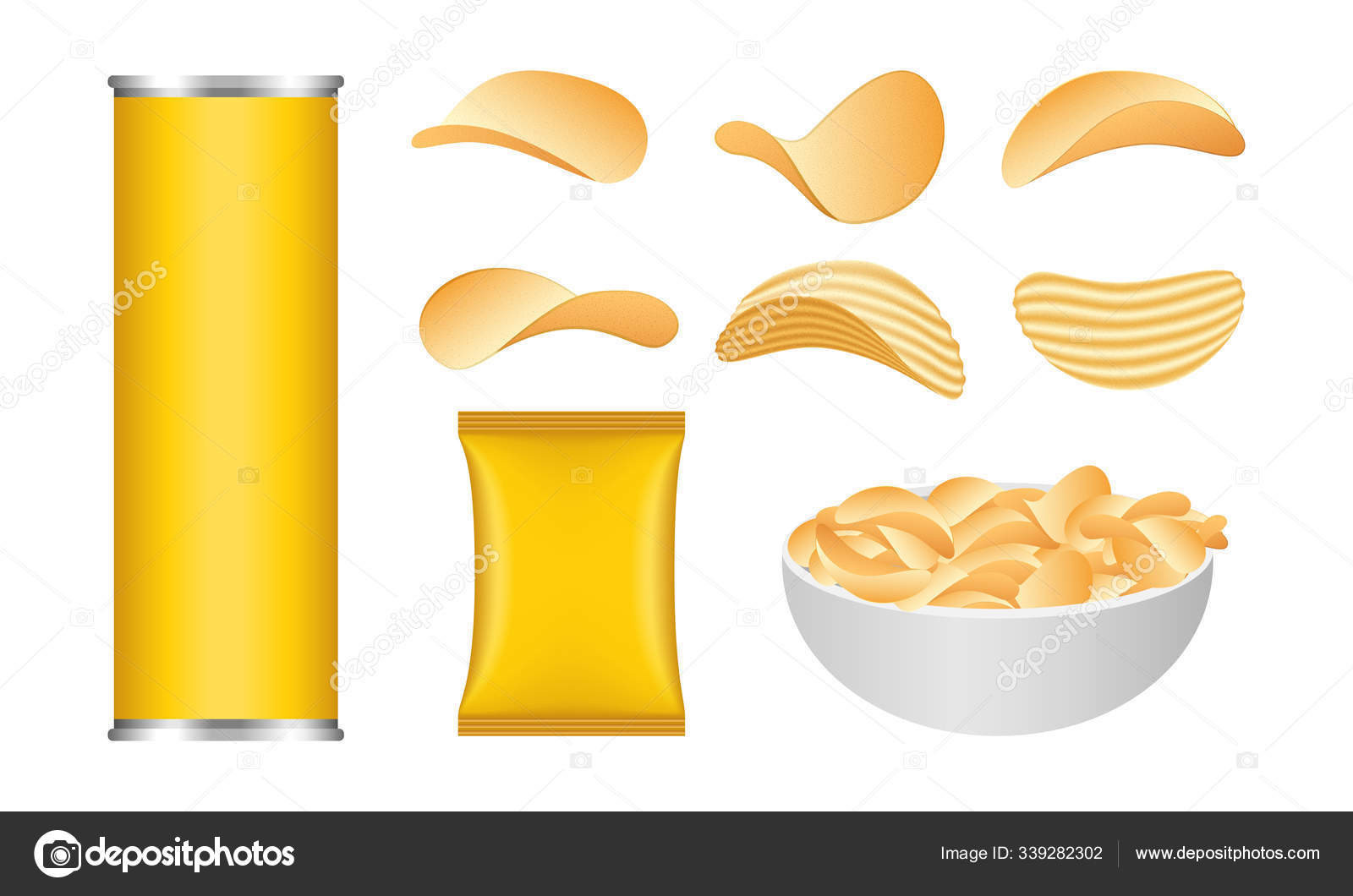 Chips potato icons set, realistic style Stock Vector Image by ©anatolir ...
