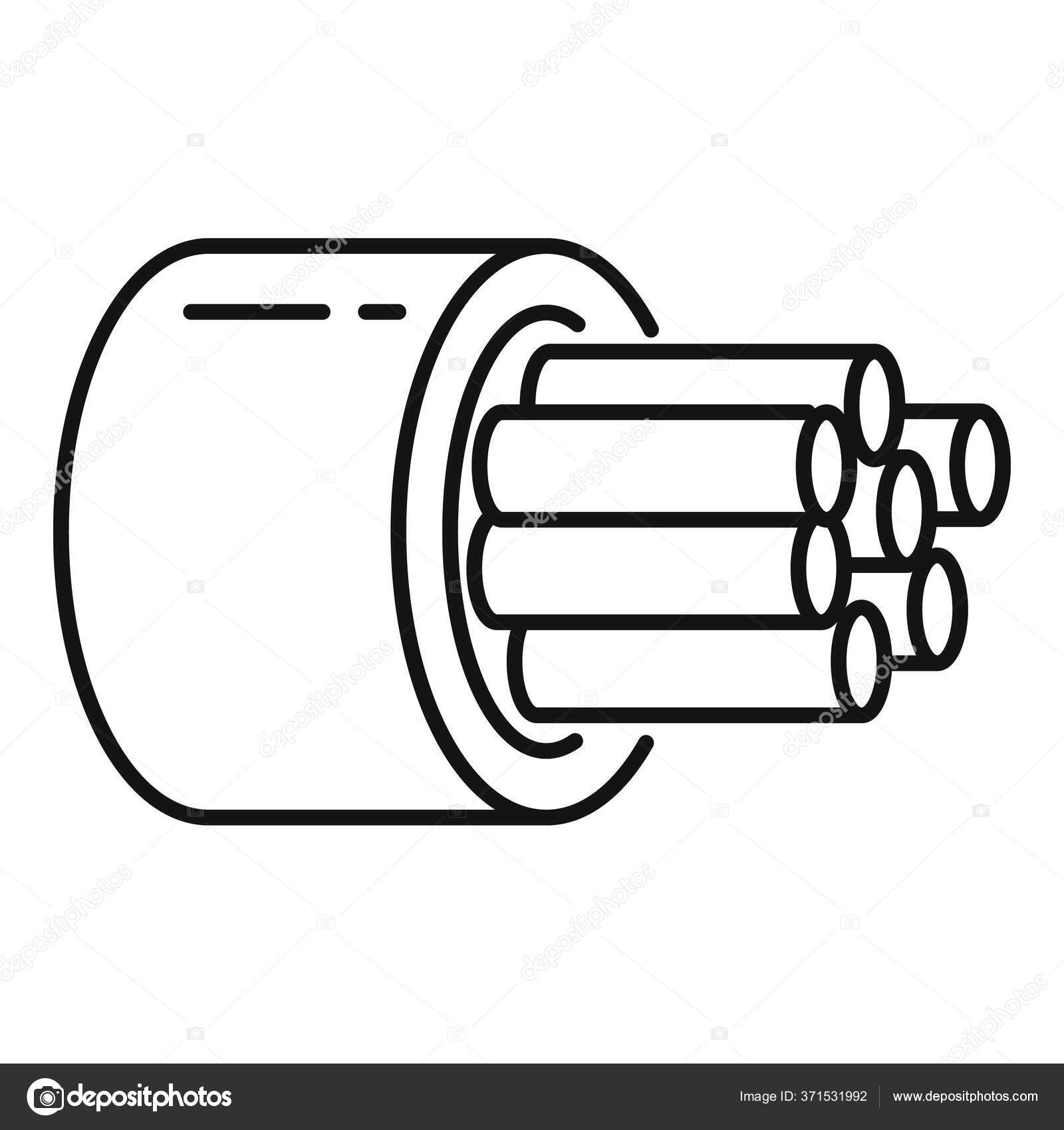 Icono de fibra óptica para computadora, estilo de esquema Vector de ...