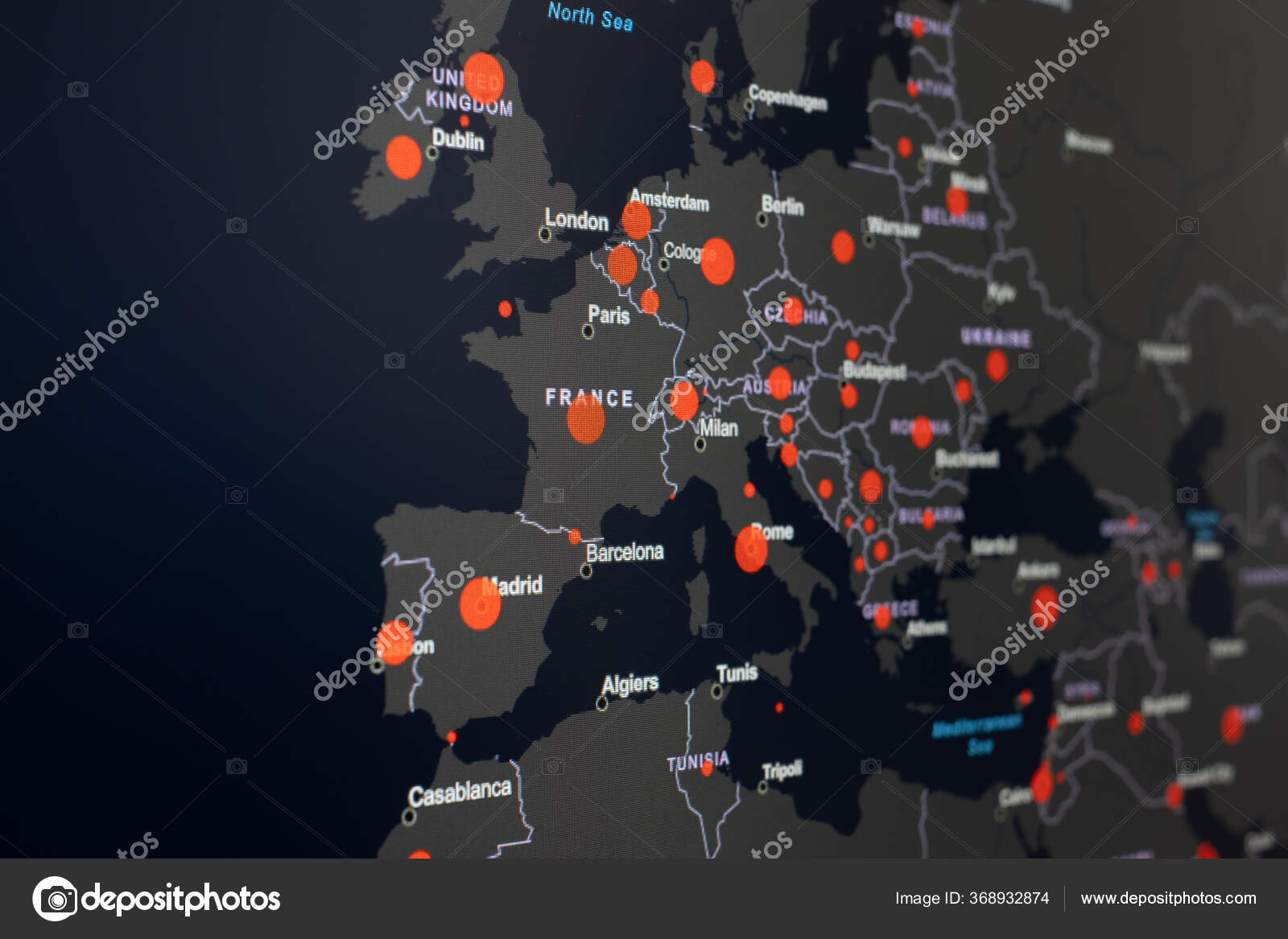 Europe map of Coronavirus, Close-up countries with Covid-19, Covid 19 ...