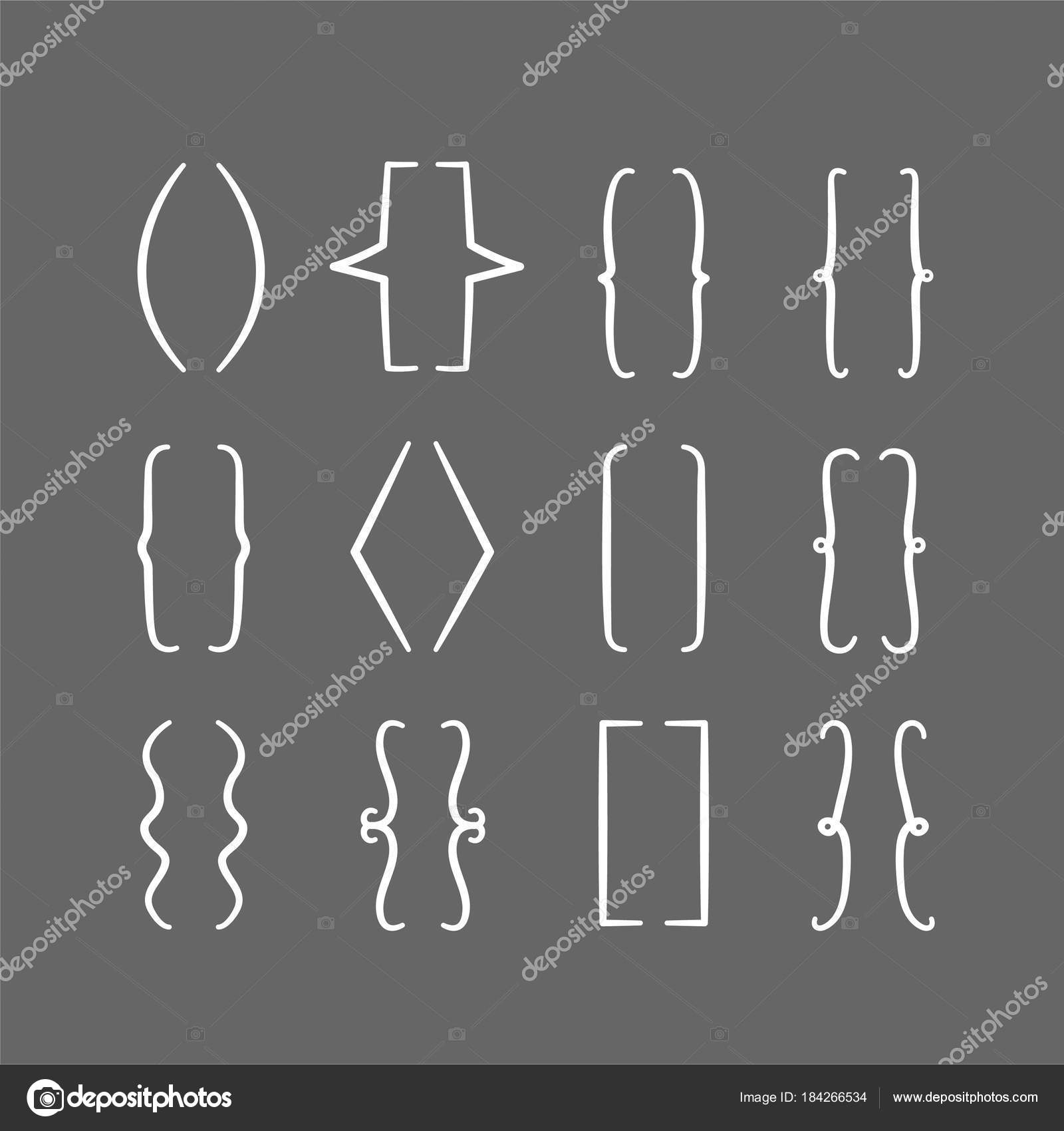 Hand Drawn Brace Bracket Or Curly Brackets Icons Stock Vector
