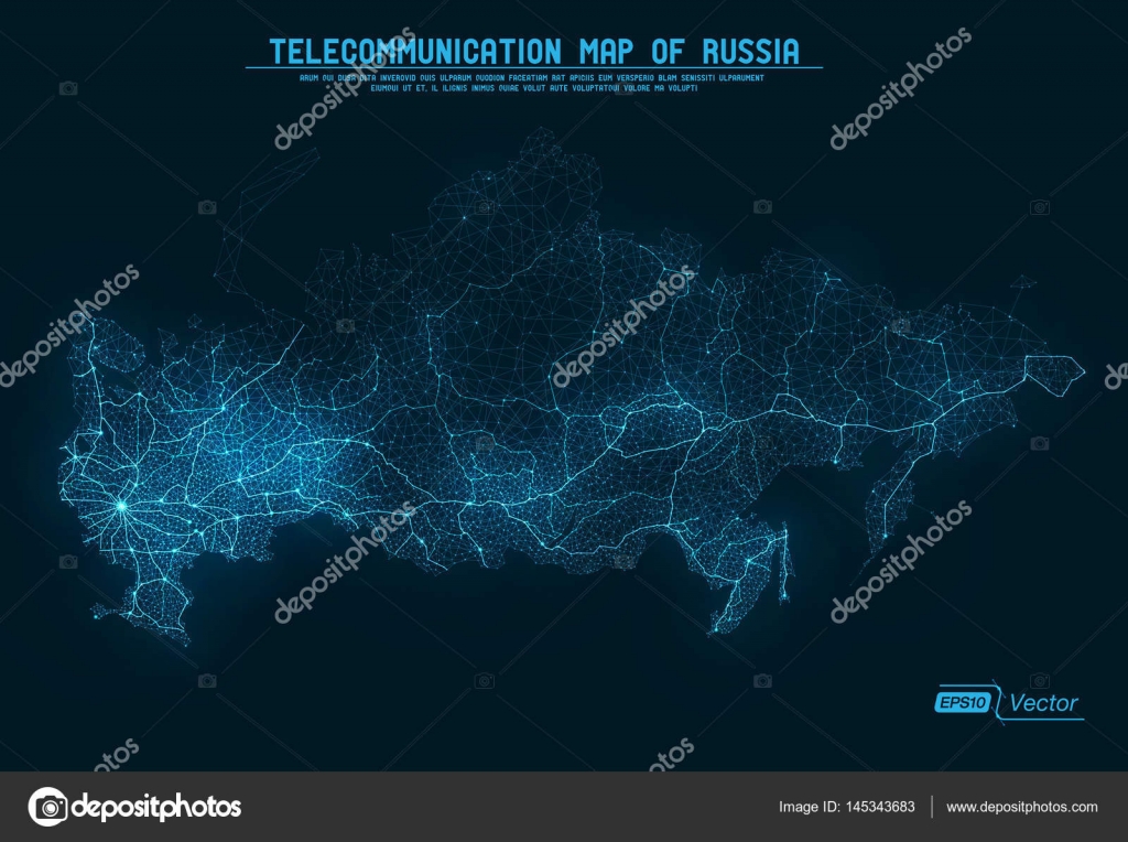 Abstract Telecommunication Network Map - Russia — Stock Vector ...