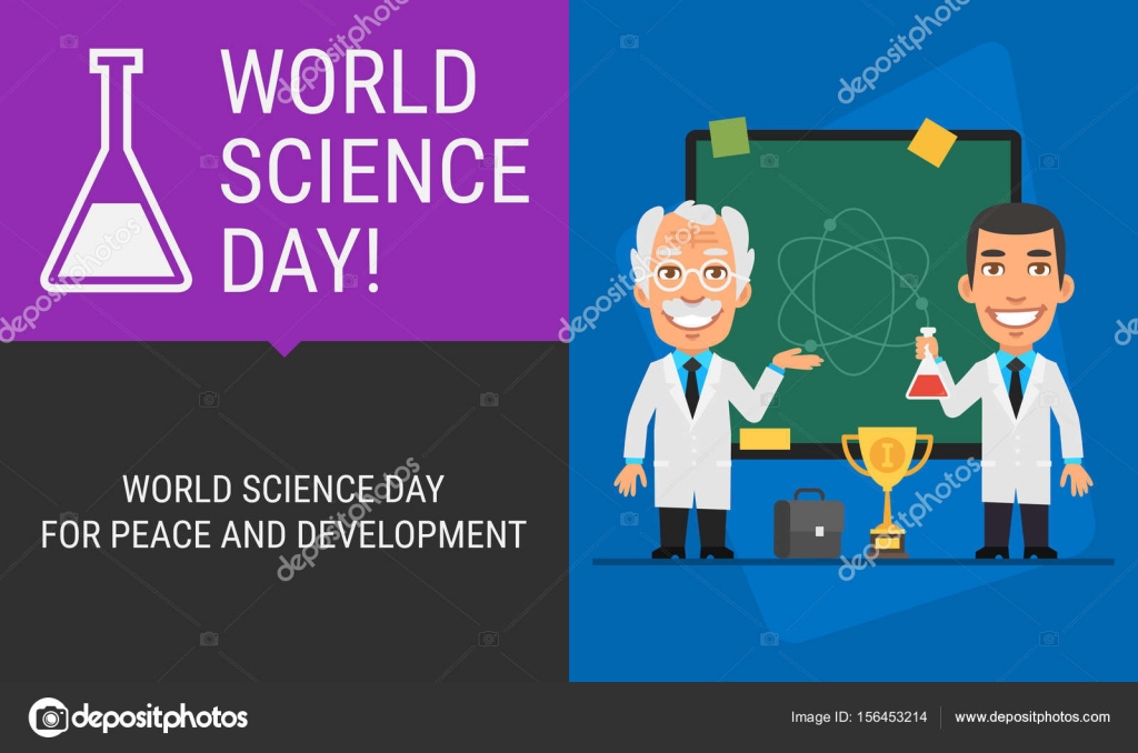 Concept World Science Day Blackboard and Scientists Stock Vector Image ...