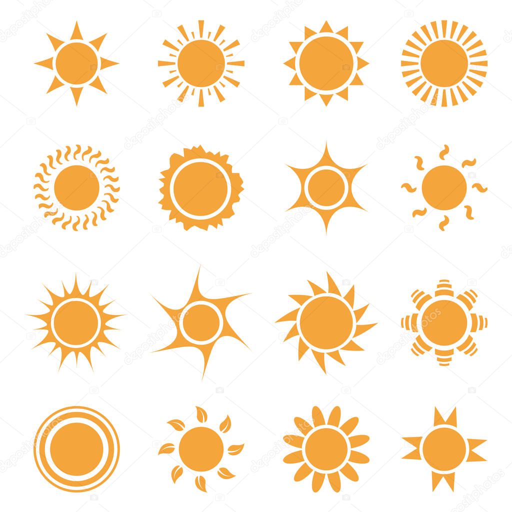 Colección de iconos del sol. Ilustración vectorial 2024