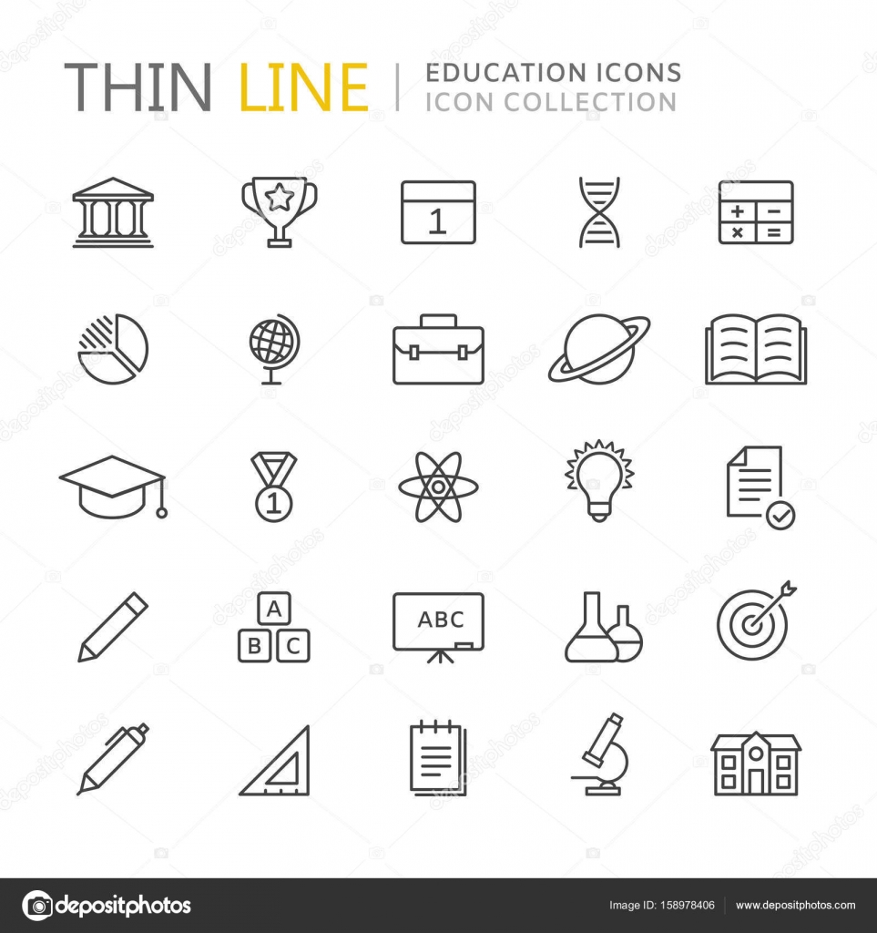 Collection of education thin line icons Stock Vector Image by ©Kyper ...