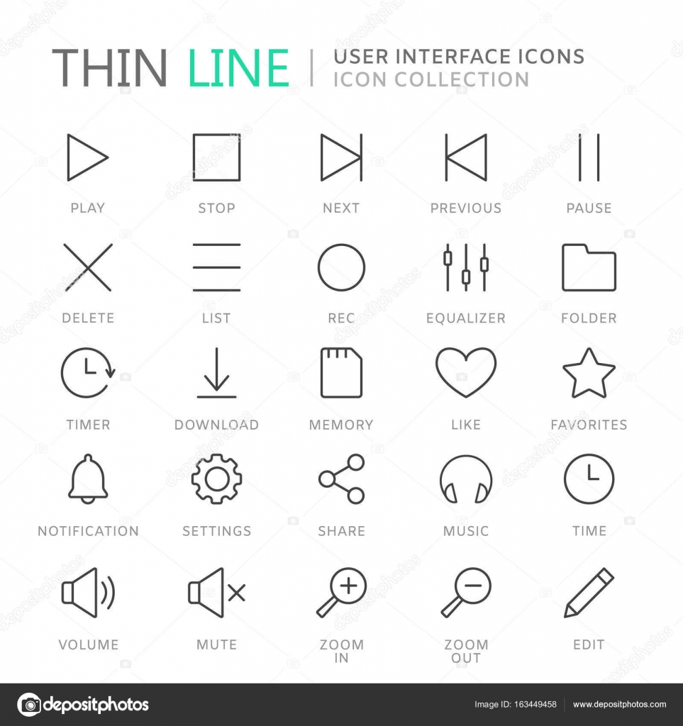 Collection of user interface thin line icons Stock Vector Image by ©Kyper #163449458