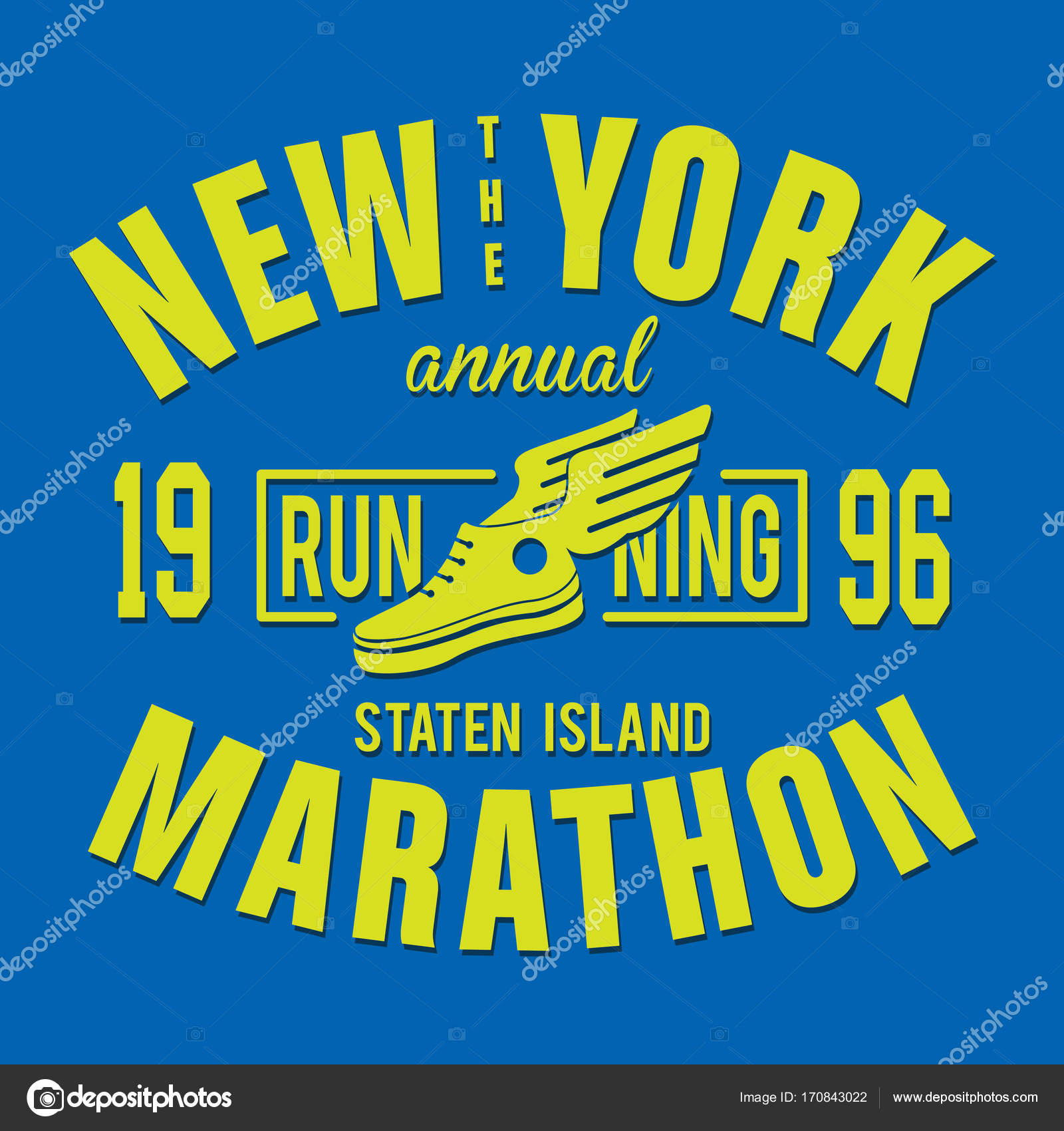 New York Marathon Typography Shirt Graphic Stock Vector Image by ...