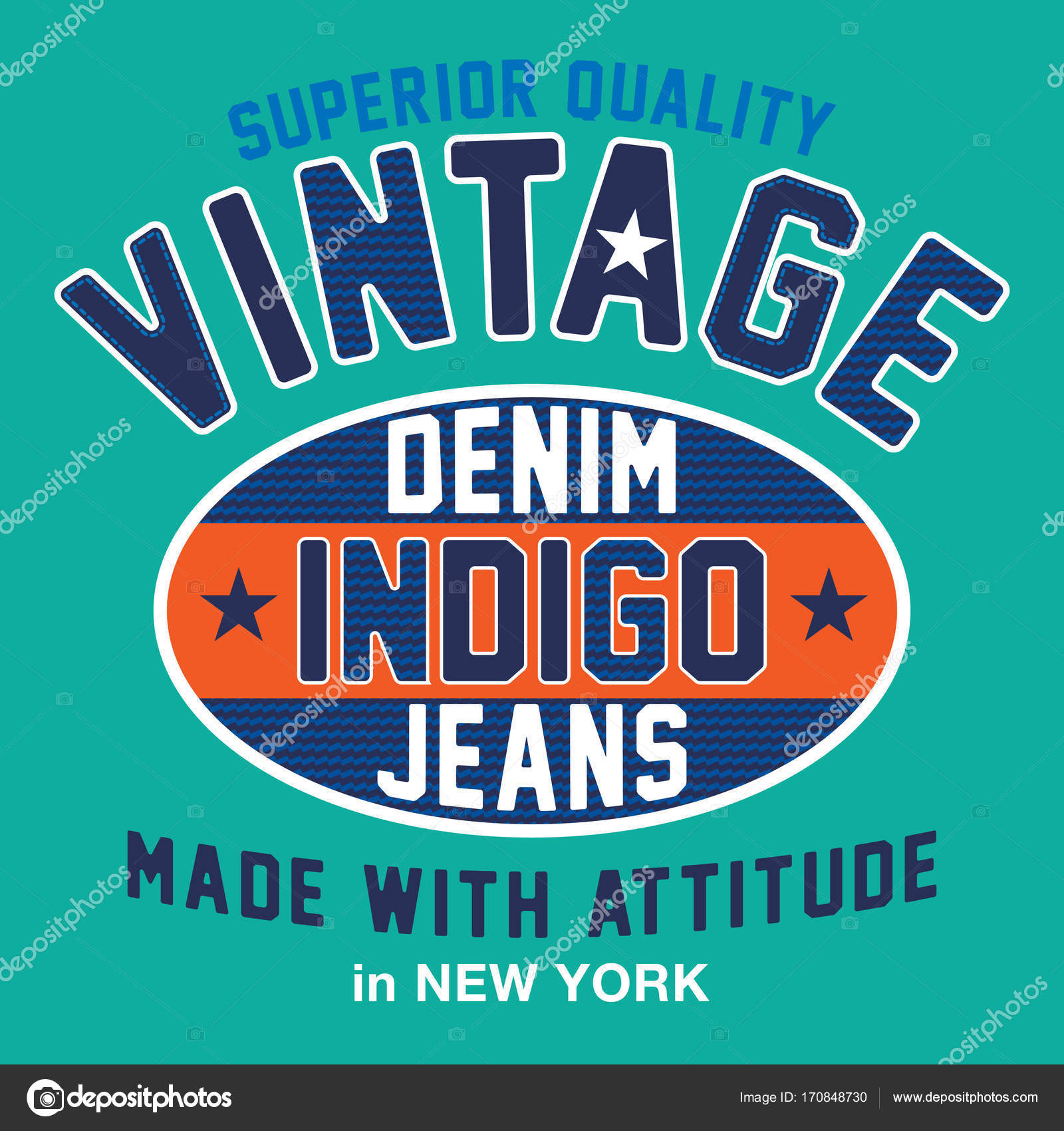 Typography Design Denim Jeans Shirt Graphics Vectors Vintage Denim ...