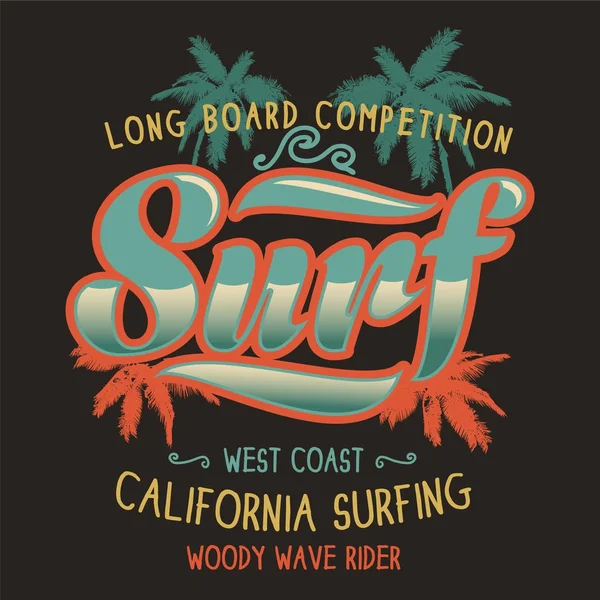 Vintage surf elements.vector retro surf label. California surf historia ...