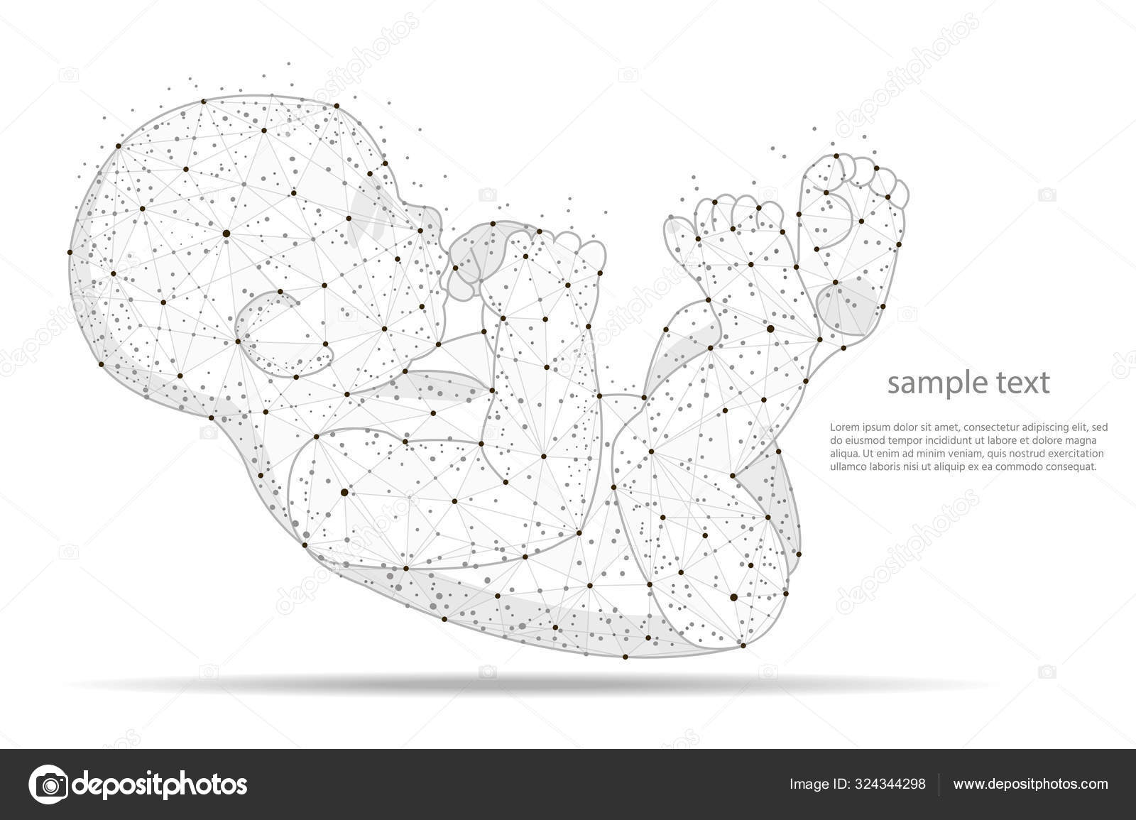 Fetus Icon Isolated on White Background. Vector abstract polygonal ...