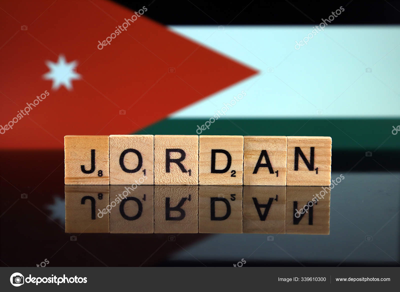Jordan Flag Country Name Made Small Wooden Letters Studio Shot — Stock ...